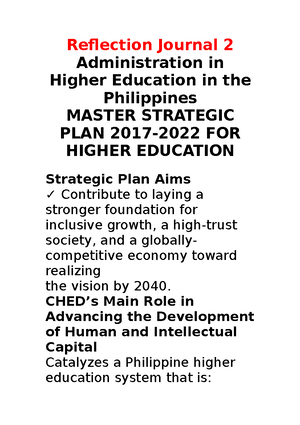 Reflection Journal 4 - notes - Reflection Journal 4 Administration in ...