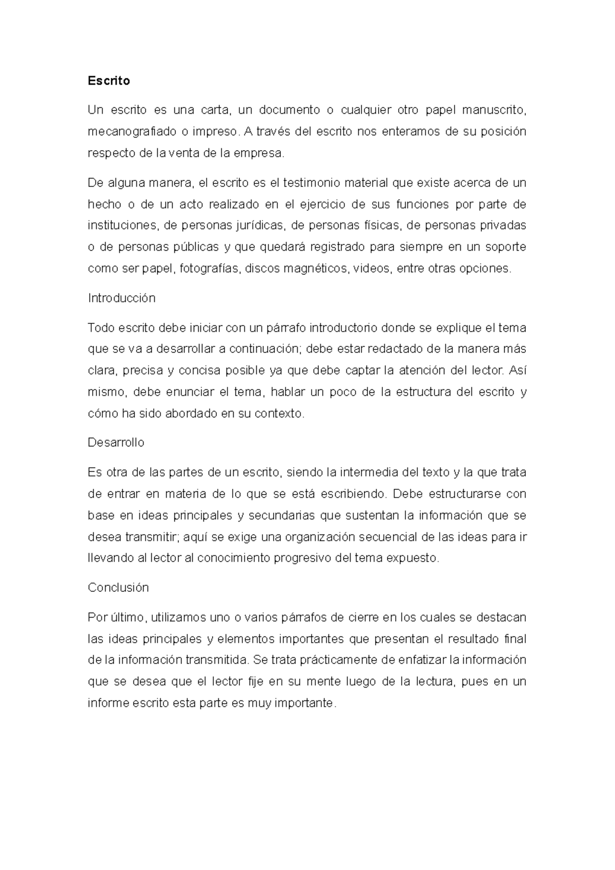 Escrito - Escrito Un escrito es una carta, un documento o cualquier ...