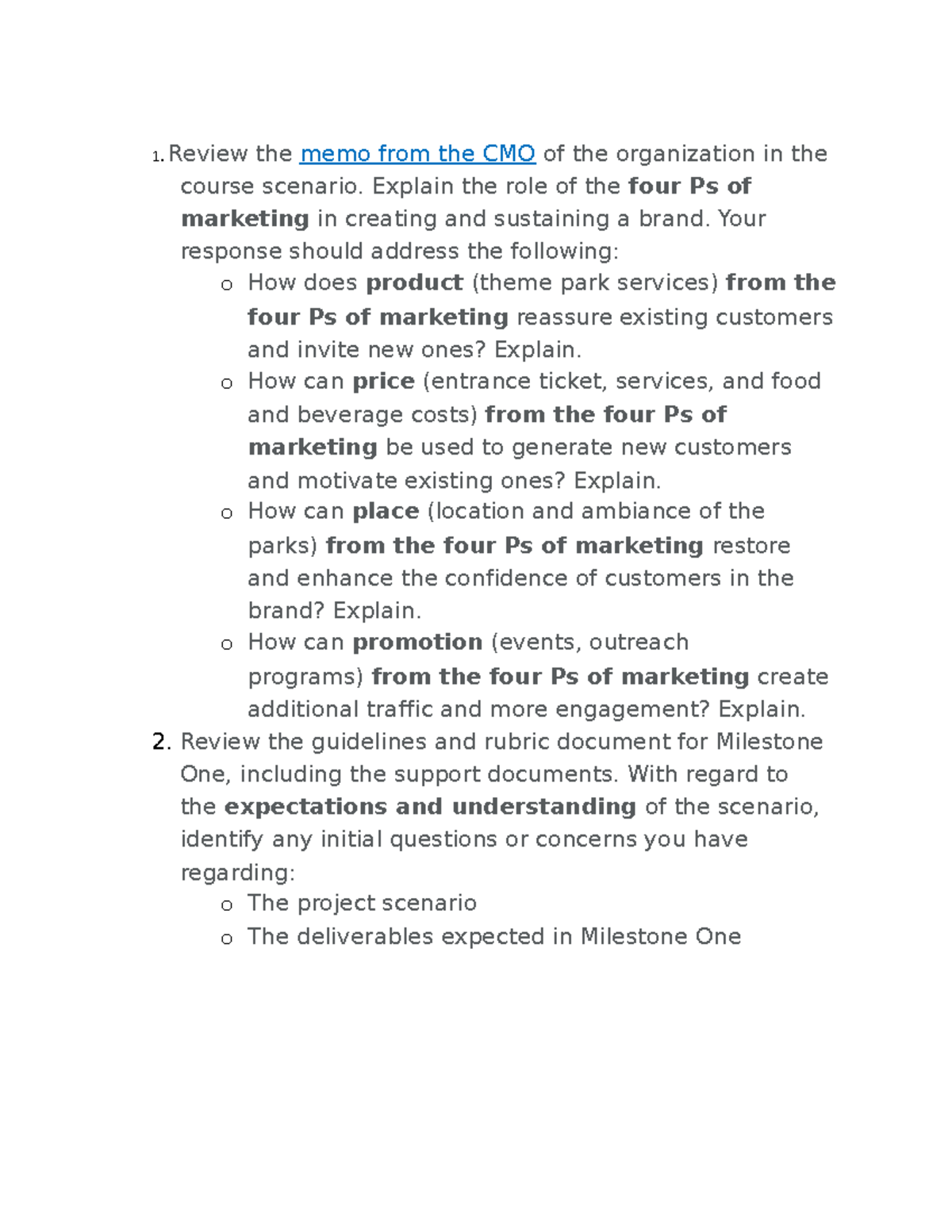 Week one Bongo assignment 1.2 - Review the memo from the CMO of the ...