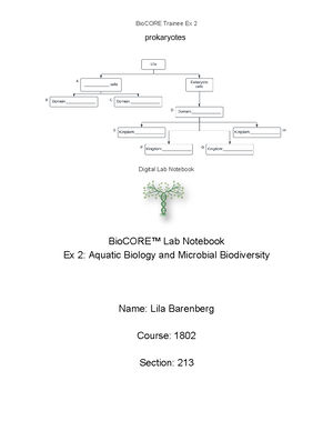 BIO 1802 DLN 5 - Digital lab notebook - Digital Lab Notebook BioCORE™ Lab Notebook Ex 5: Ecology ...