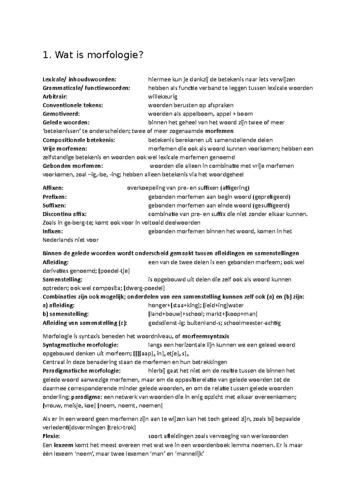 Morfologie Booij Van Santen - 1. Wat is morfologie? inhoudswoorden ...