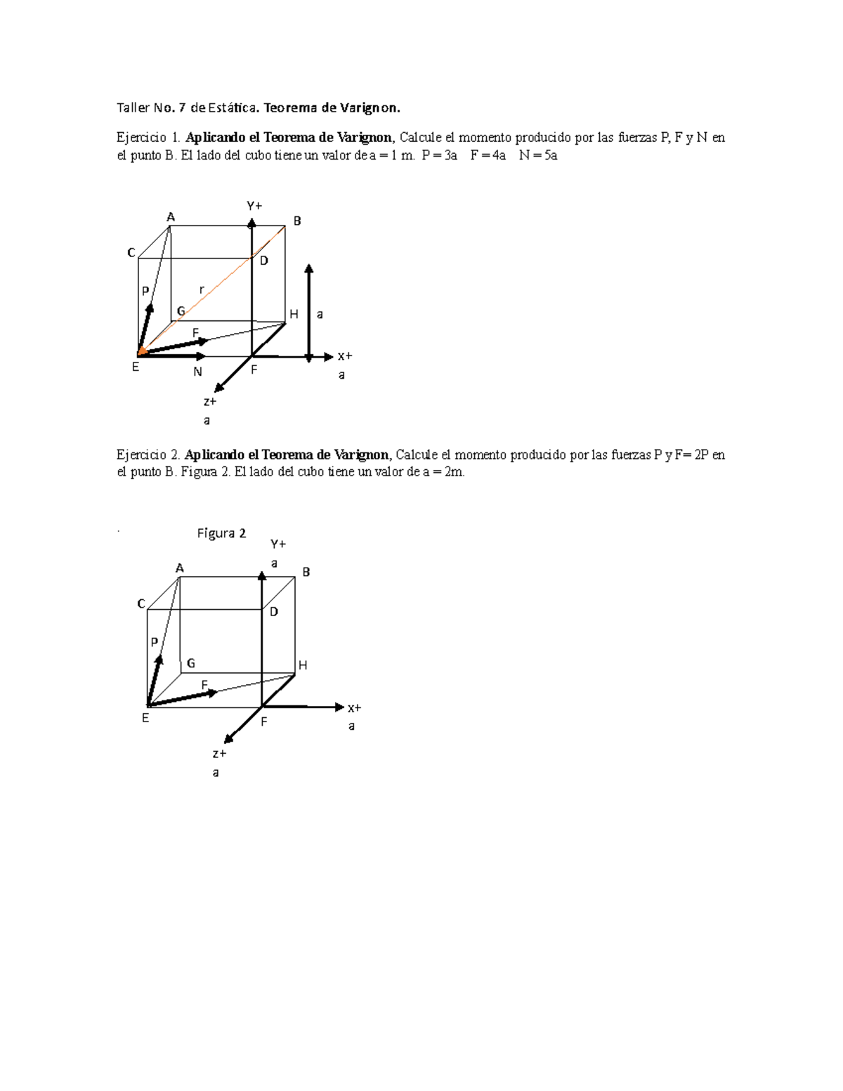 Taller No 7 Teoerema de Varignon - Taller No. 7 de Estática. Teorema de ...