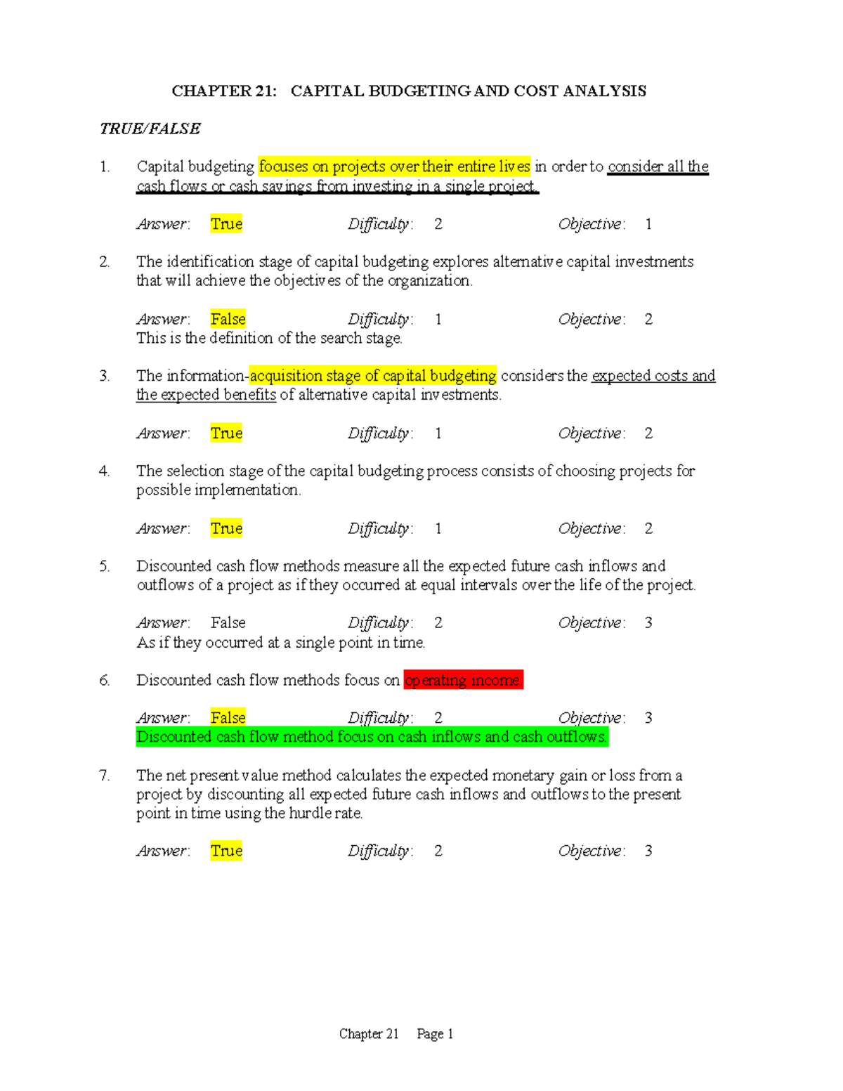 Ch21tif - geh lang - CHAPTER 21: CAPITAL BUDGETING AND COST ANALYSIS ...