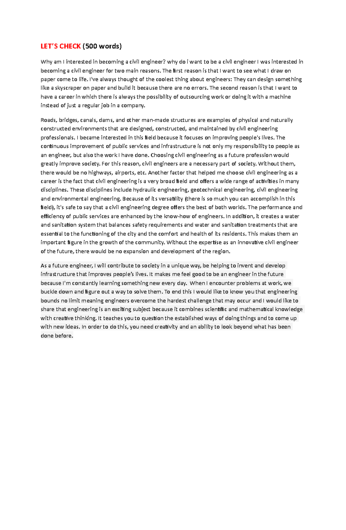 LET - essay - LET’S CHECK (500 words) Why am I interested in becoming a ...