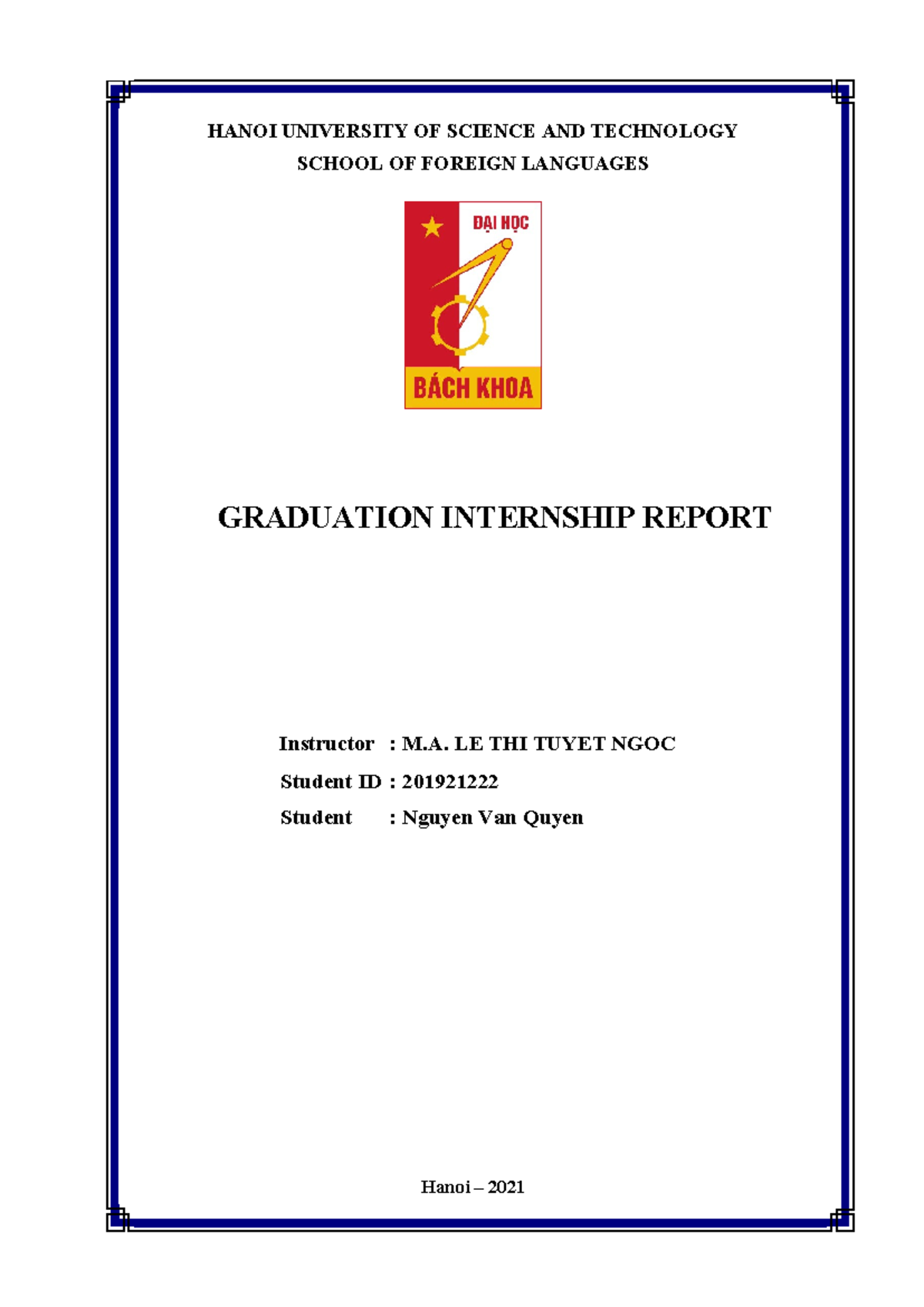 2021 - Graduation Internship Report - Nguyen Van Quyen - HANOI ...