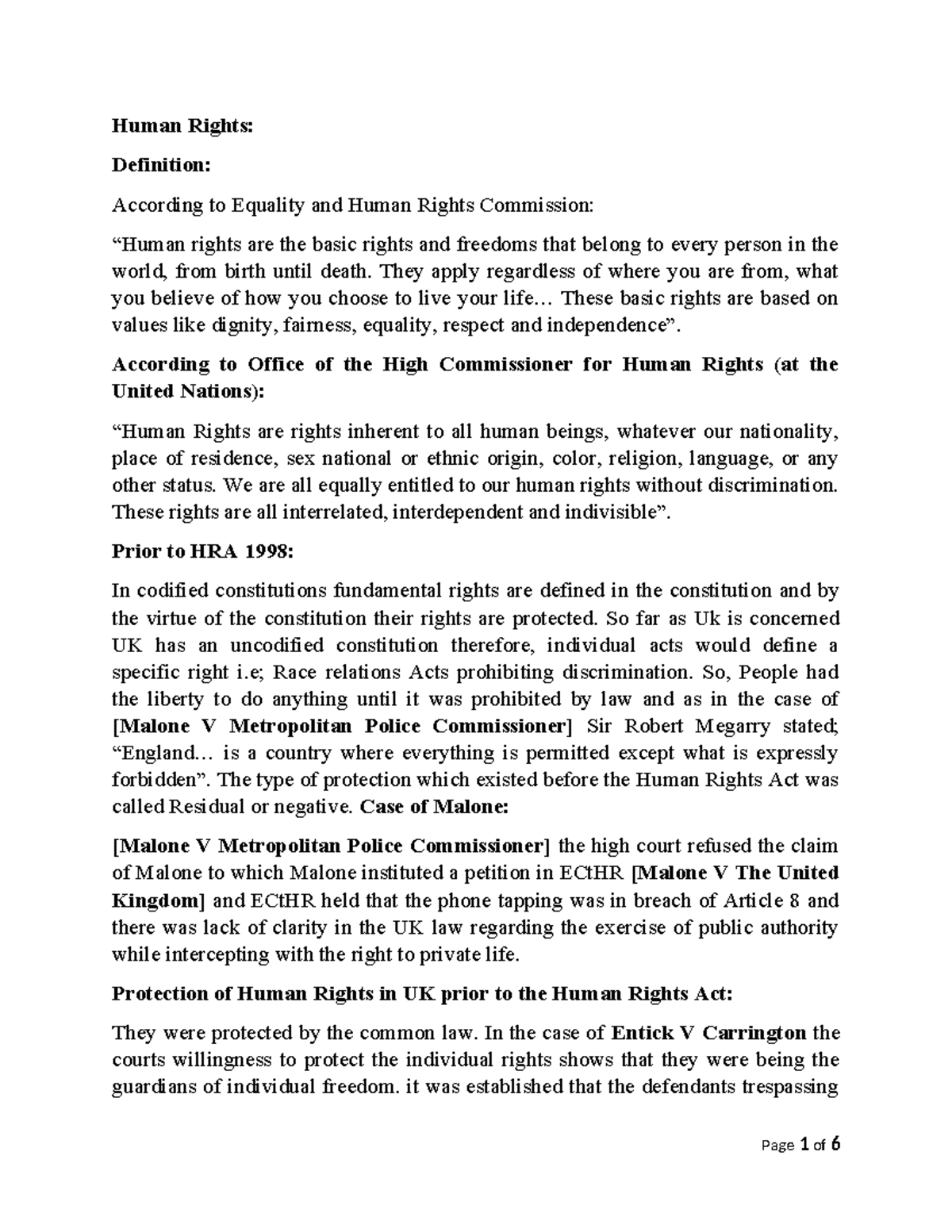 Human Rights (Autosaved) - Human Rights: Definition: According to Equality and Human Rights ...