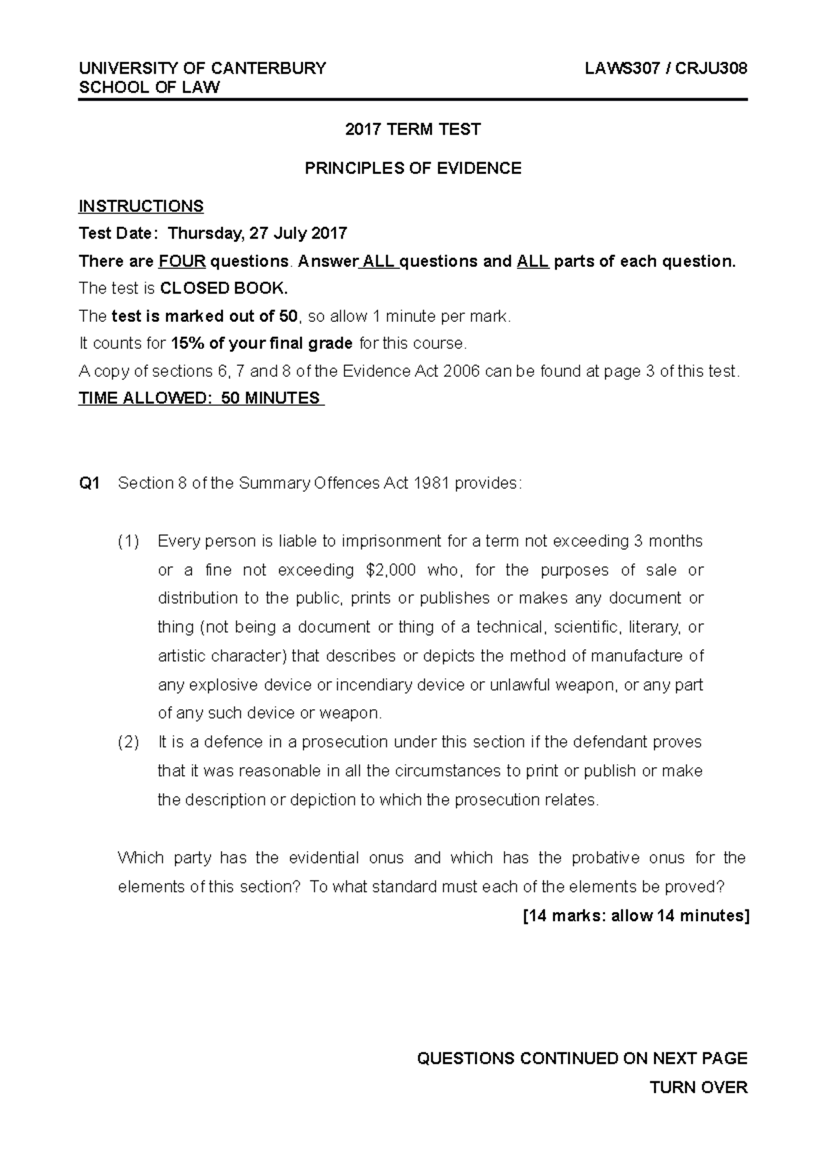 Test final 8 June 2018, questions and answers - UNIVERSITY OF ...