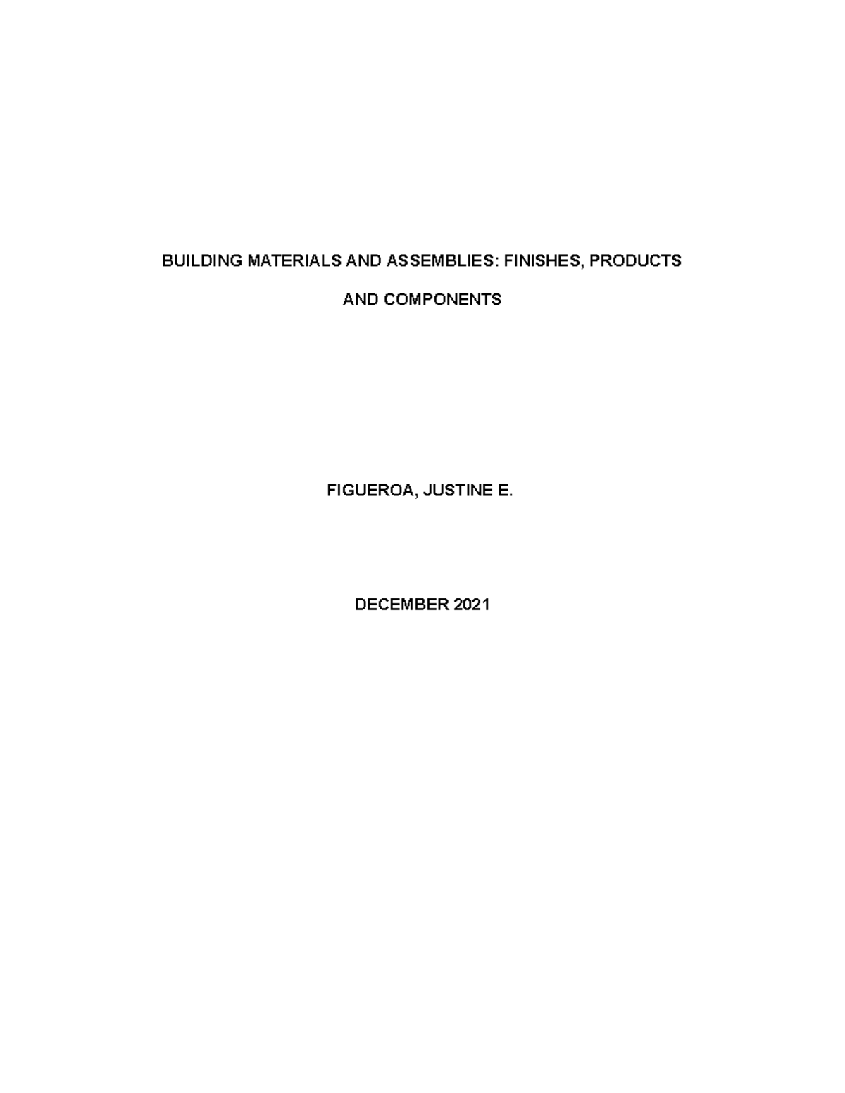 Document Report Building Materials AND Assemblies - BUILDING MATERIALS ...