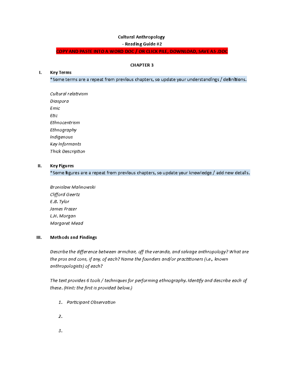 ANT 202 (FALL 8-week) Reading Guide #2 - Cultural Anthropology ...