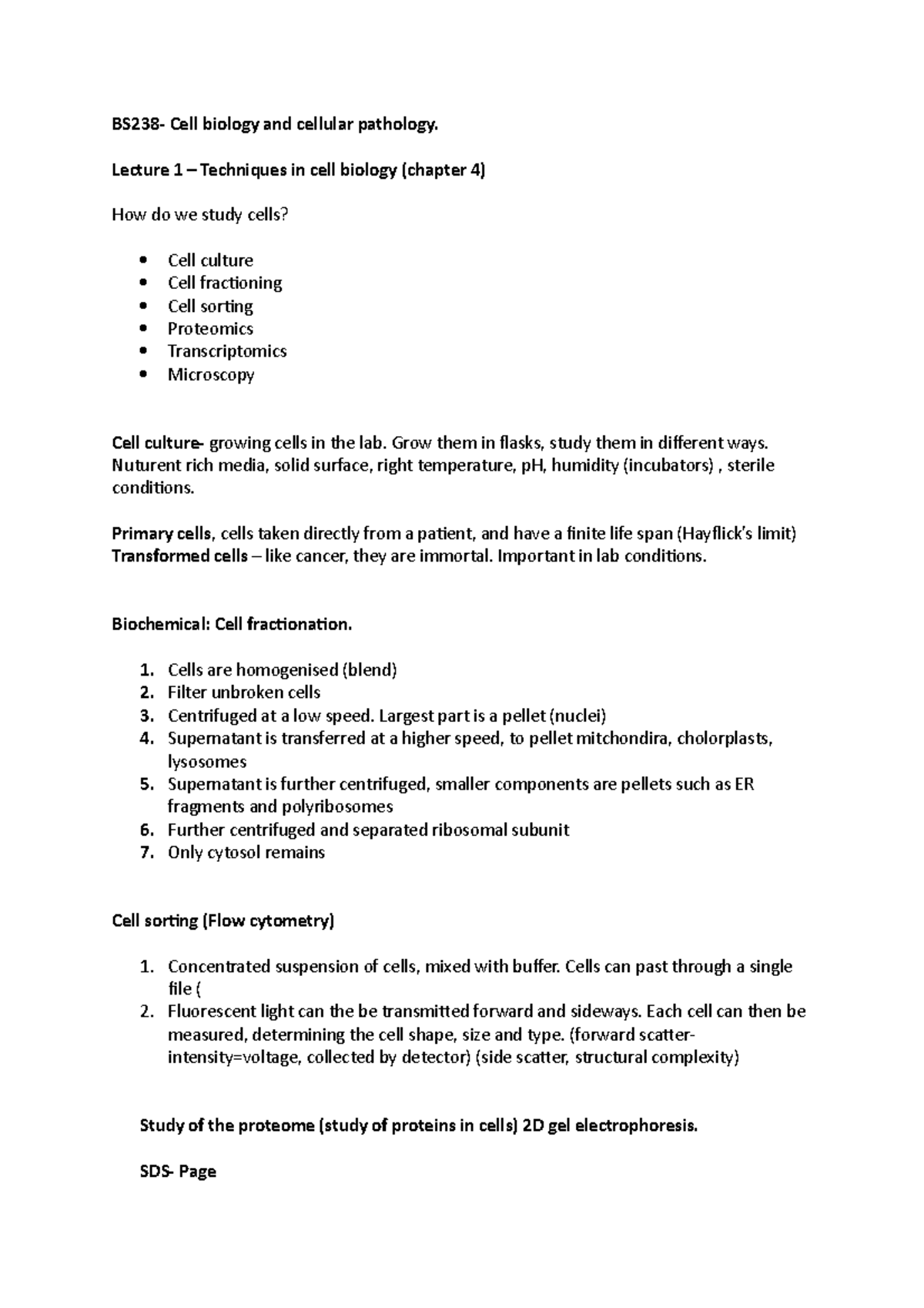 Lecture 1 Cellular Pathology - BS238- Cell biology and cellular ...