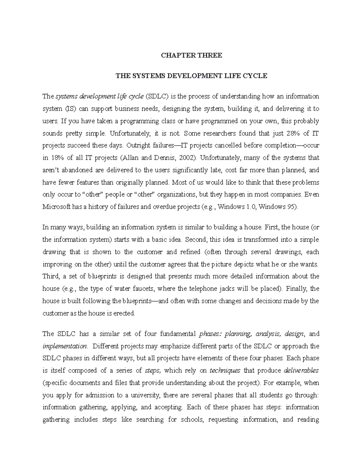 SAD Chapter Three( SDLC) - CHAPTER THREE THE SYSTEMS DEVELOPMENT LIFE ...