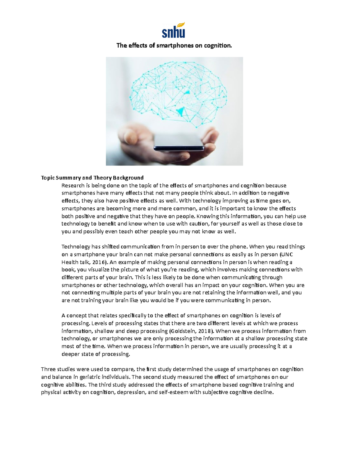 PSY 375 Project Two Template - The effects of smartphones on cognition ...