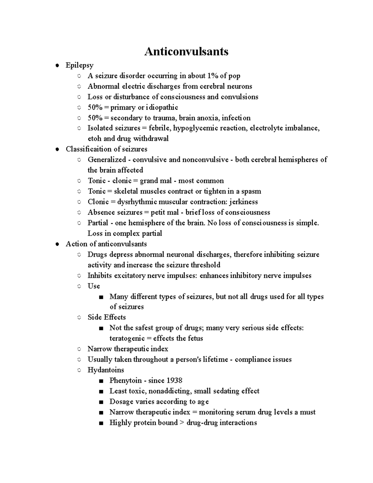 Anticonvulsants - Pharmacology - Anticonvulsants Epilepsy A seizure ...