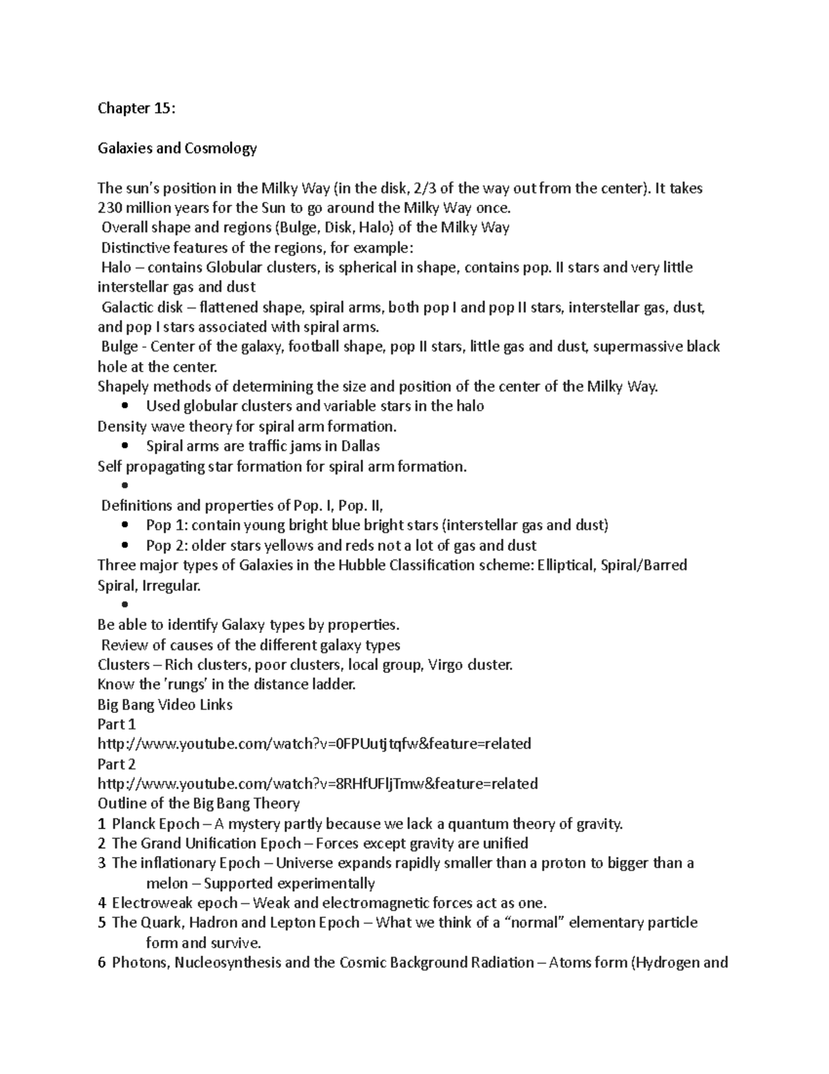Astronomy Notes 4 14 16 - Chapter 15: Galaxies and Cosmology The sun's ...