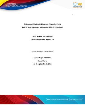 Tarea 2 ingles a2 - TASK 2 – ENGLISH IS EASY AND FUN - WRITING TASK. PRESENTADO POR: JESSICA ...