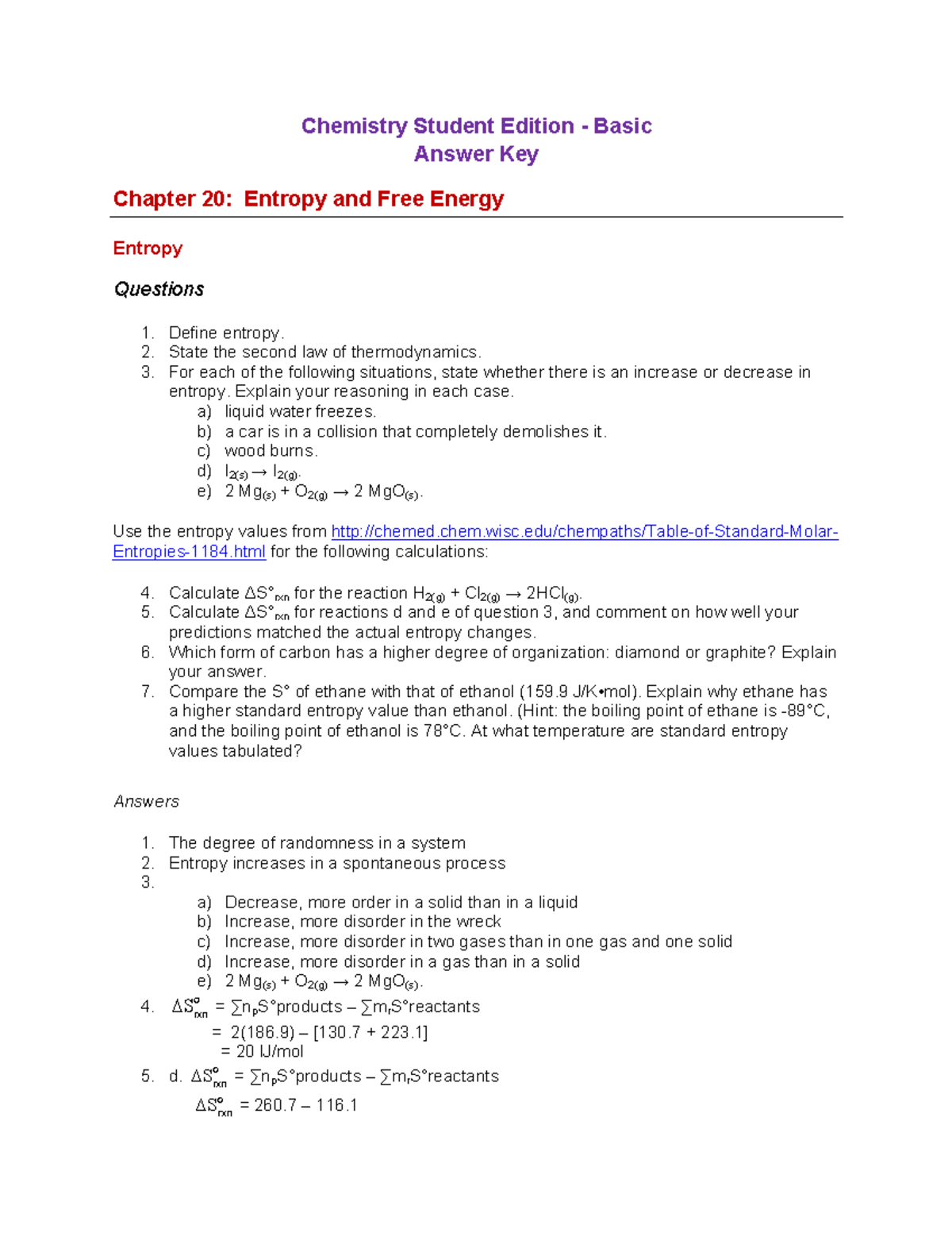 Chem Basic FB Answer Key Ch 20 (06 - Chemistry Student Edition - Basic ...