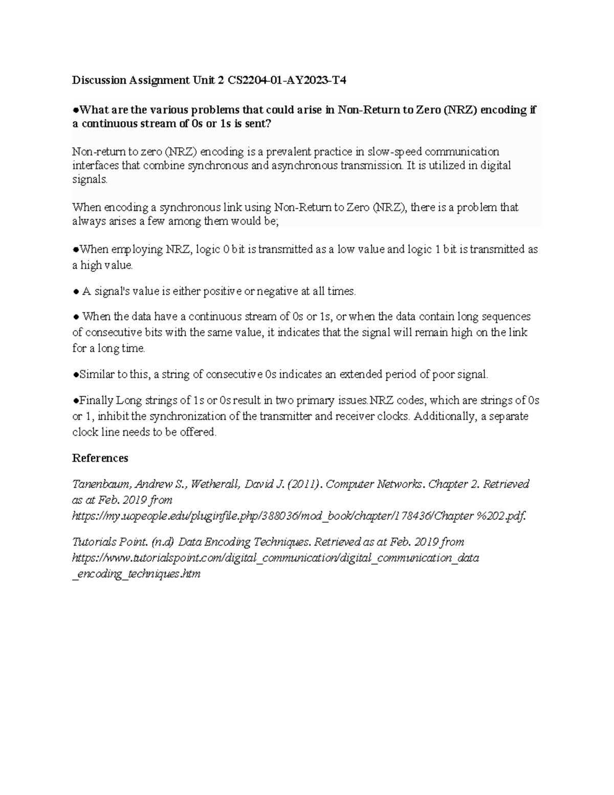 Discussion Assignment Unit 2 Cs2204 Discussion Assignment Unit 2 4091