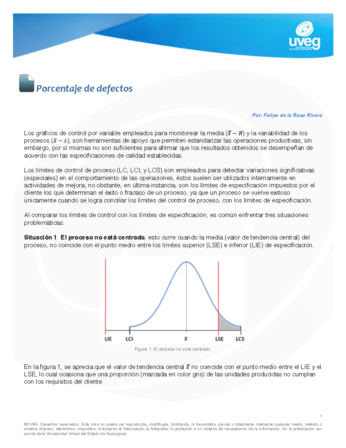 Porcentaje de defectos - 1 ©UVEG. Derechos reservados. Esta obra no ...