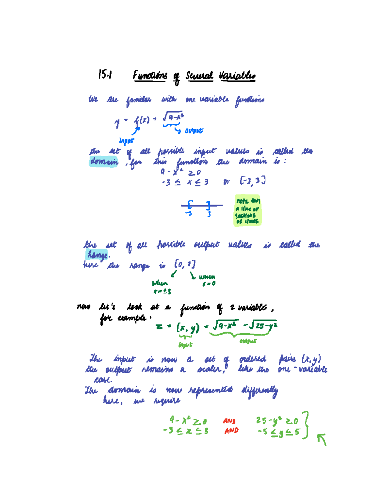 Lesson 9 - 154 Eunctions of Several Variables We are familiar with one variable functions yo fix ...