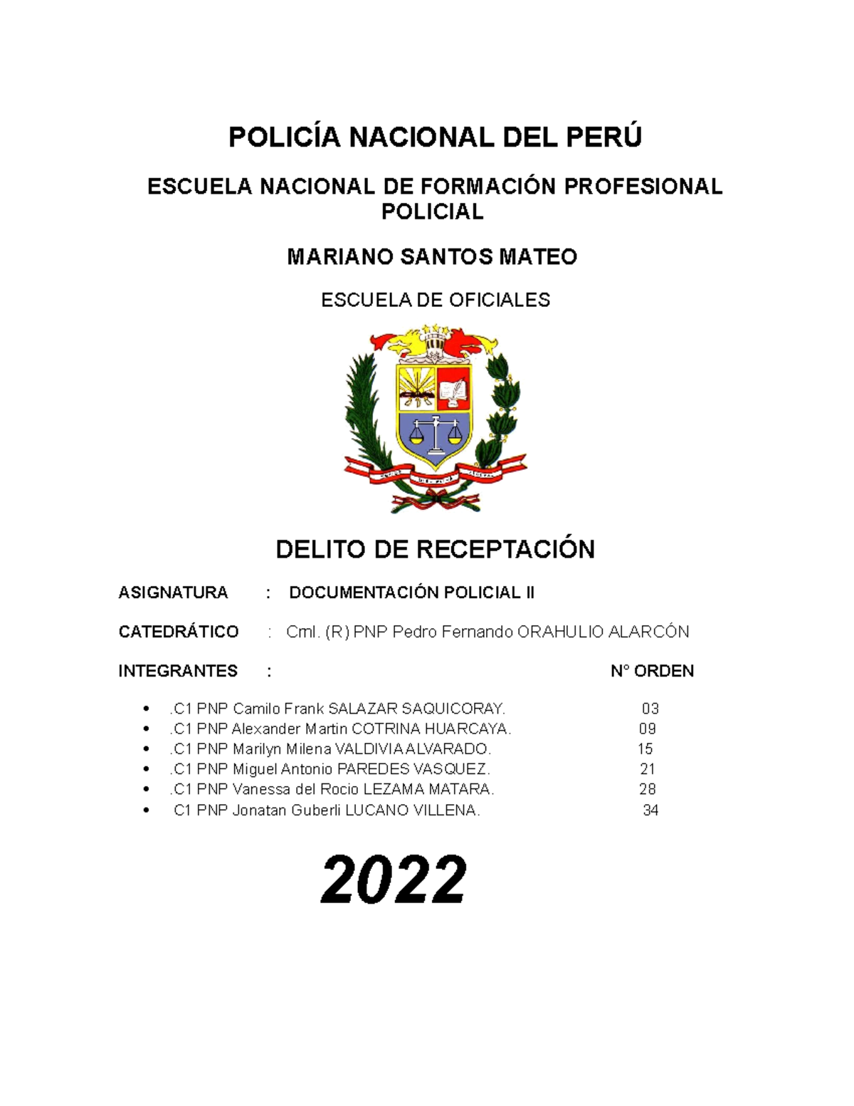 Delito de receptacion documentacion policial enviar. - POLICÍA NACIONAL ...