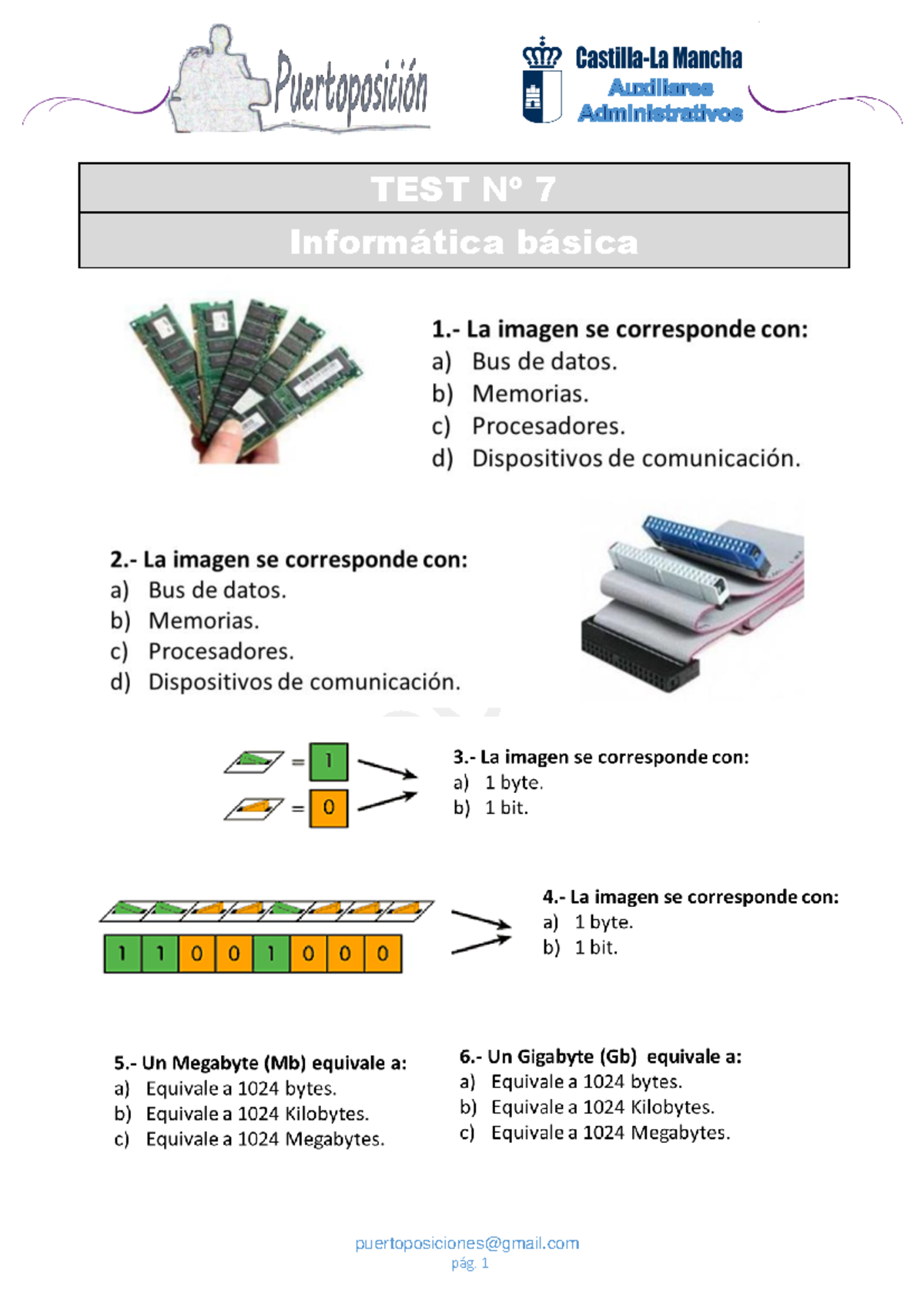 TEST 7 Informática Basica (respuestas) - puertoposiciones@gmail TEST Nº ...