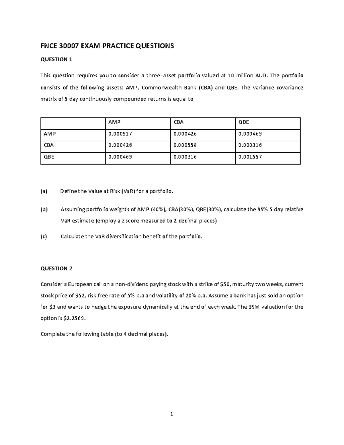 Sample Practice Exam 2020 Questions Warning Tt Undefined Function