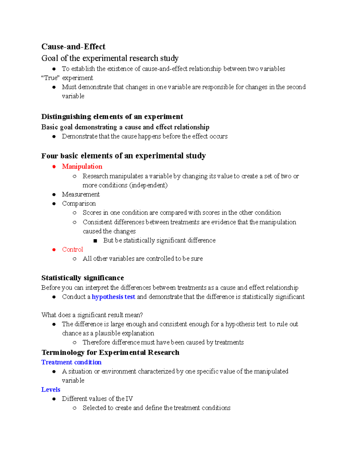 Cause-and-Effect - lecture notes on the goals of an experimental study ...
