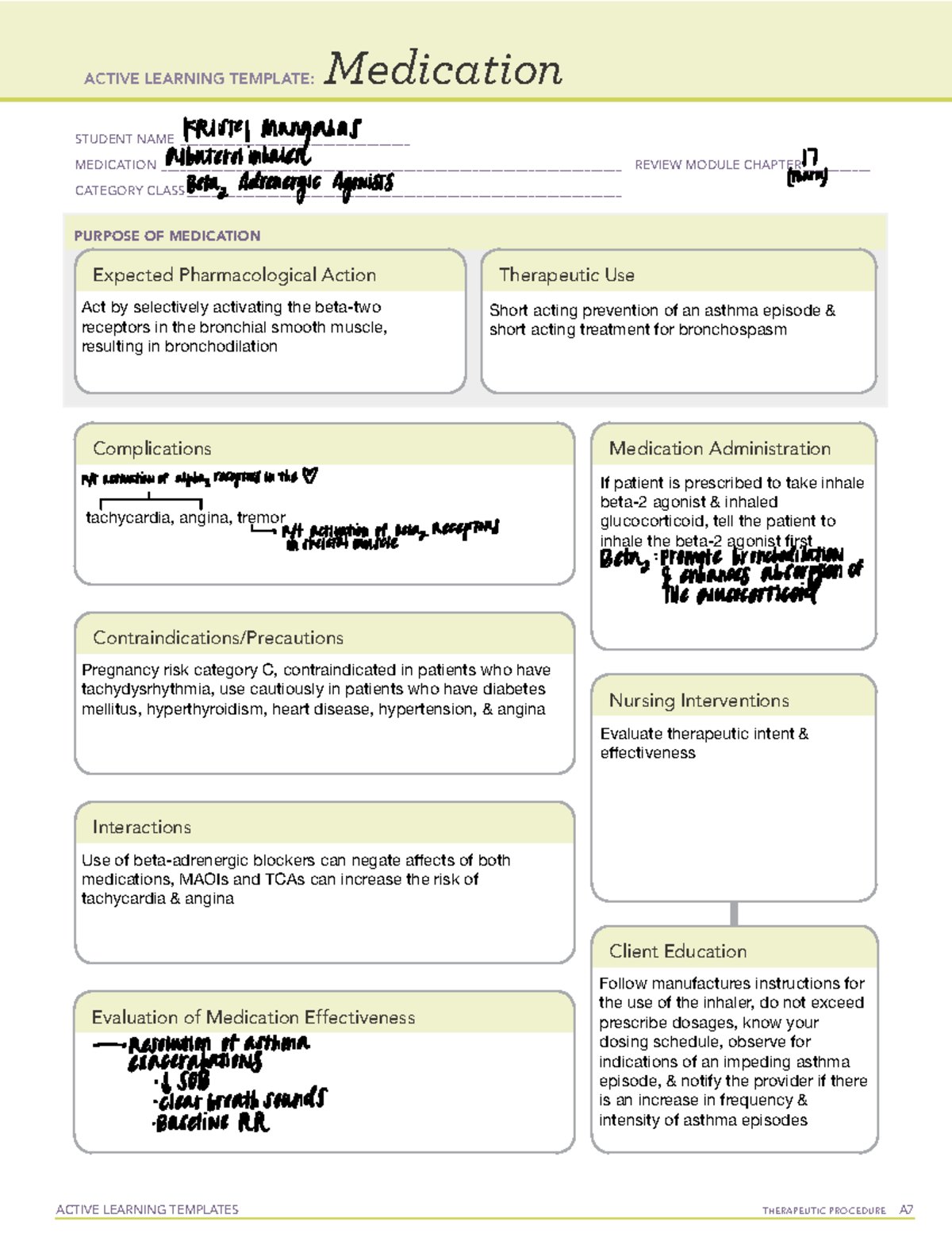Albuterol Inhaler Med - good - ACTIVE LEARNING TEMPLATES THERAPEUTIC ...