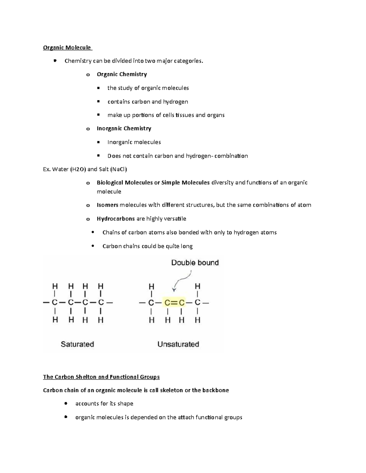 Organic Molecule - Lecture notes Chapter 1 - Organic Molecule Chemistry ...