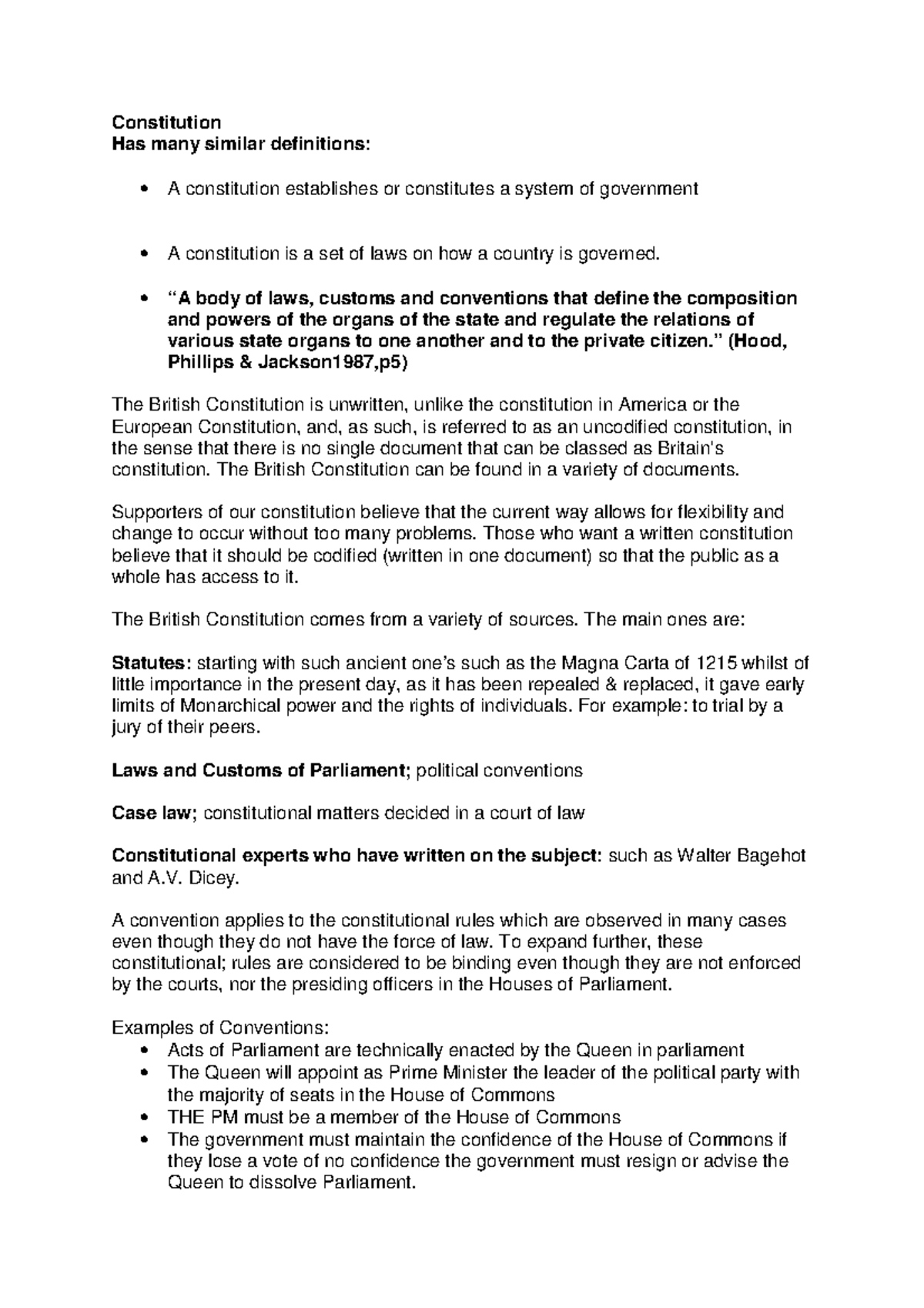 Constitution - “A body of laws, customs and conventions that define the ...