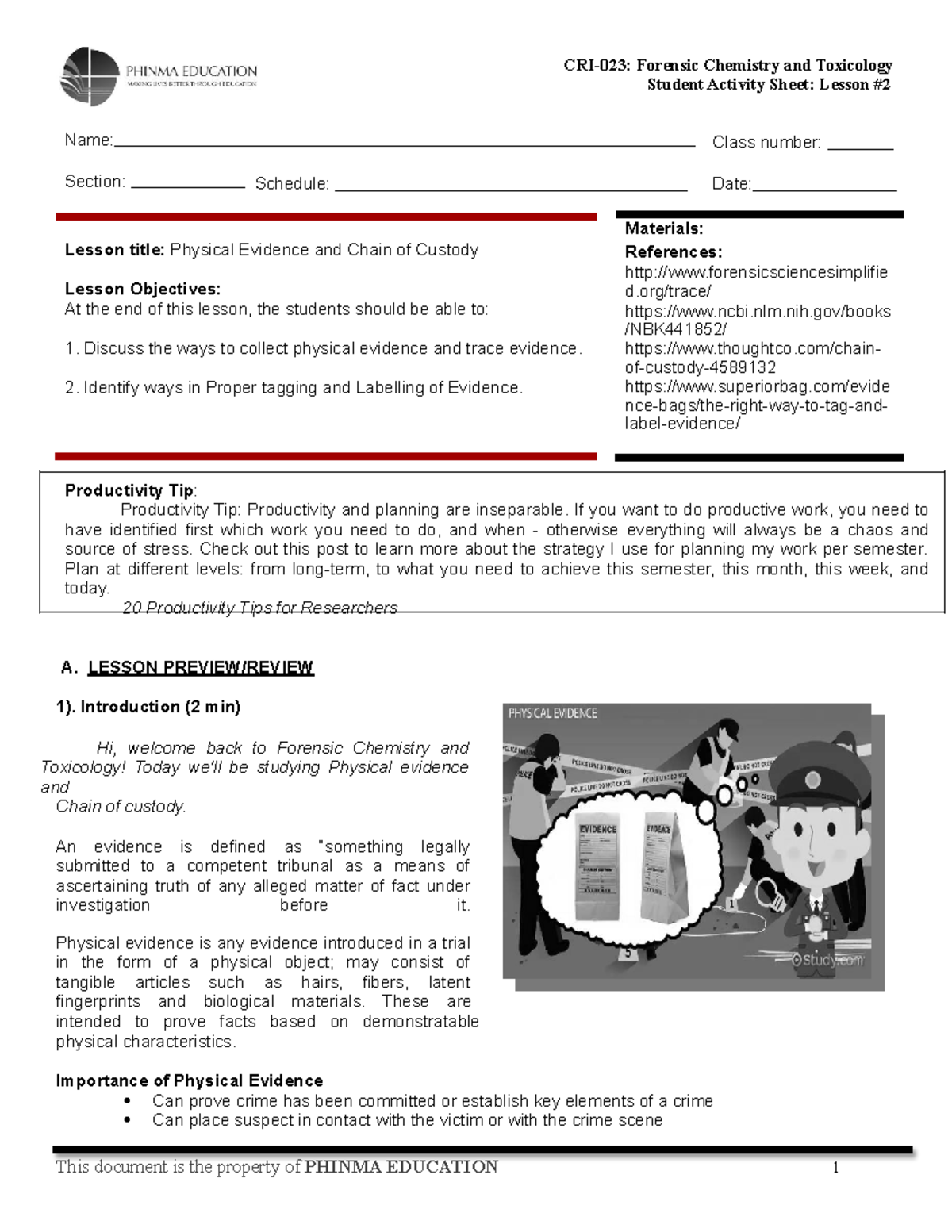 SAS #2 CRI 023 - wdd - CRI-023: Forensic Chemistry and Toxicology ...