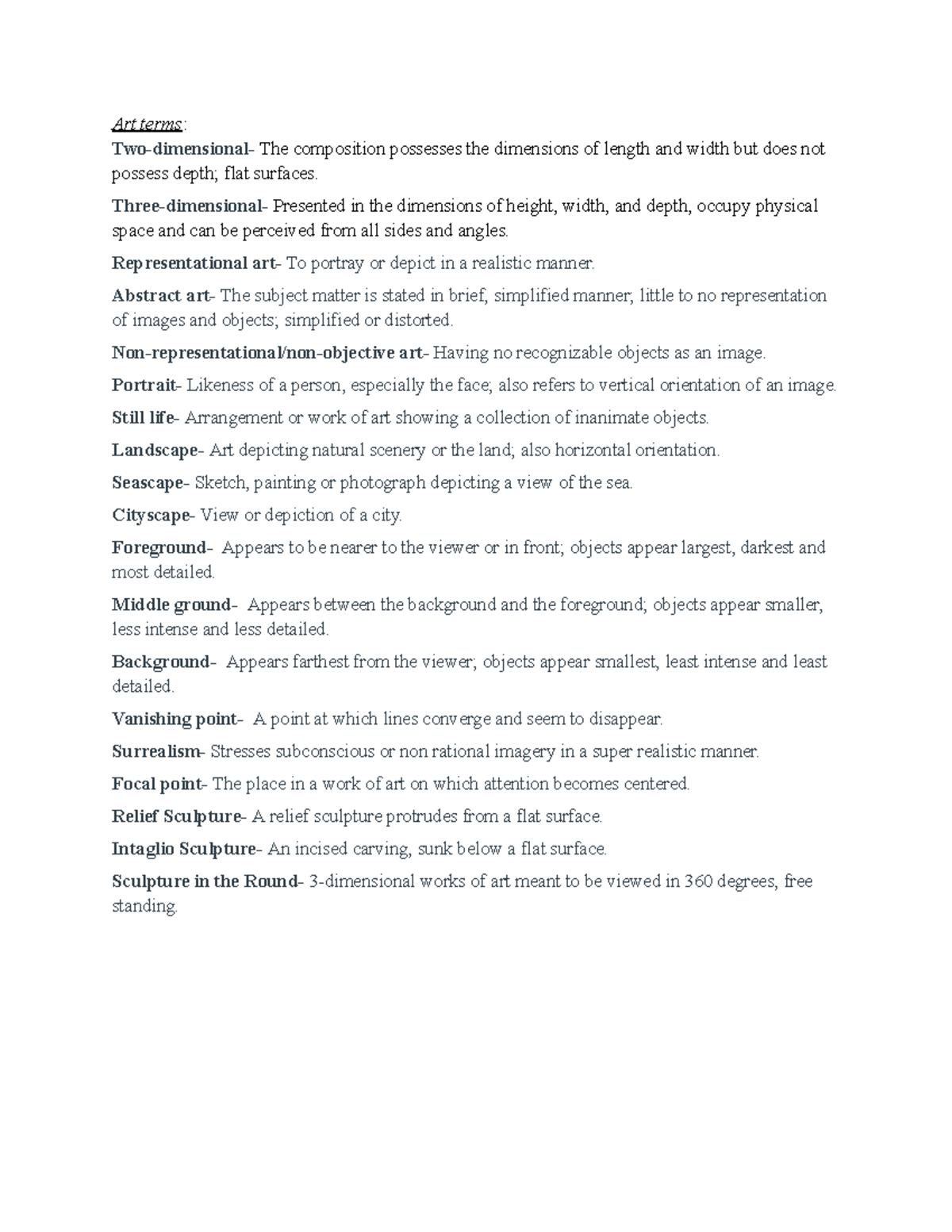 Art terms - Art terms: Two-dimensional- The composition possesses the ...