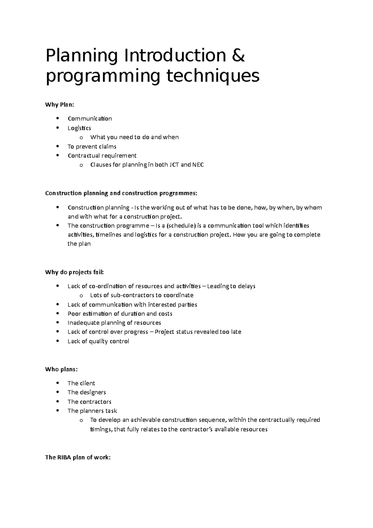 Lecture 2 - Planning techniques - Planning Introduction & programming ...