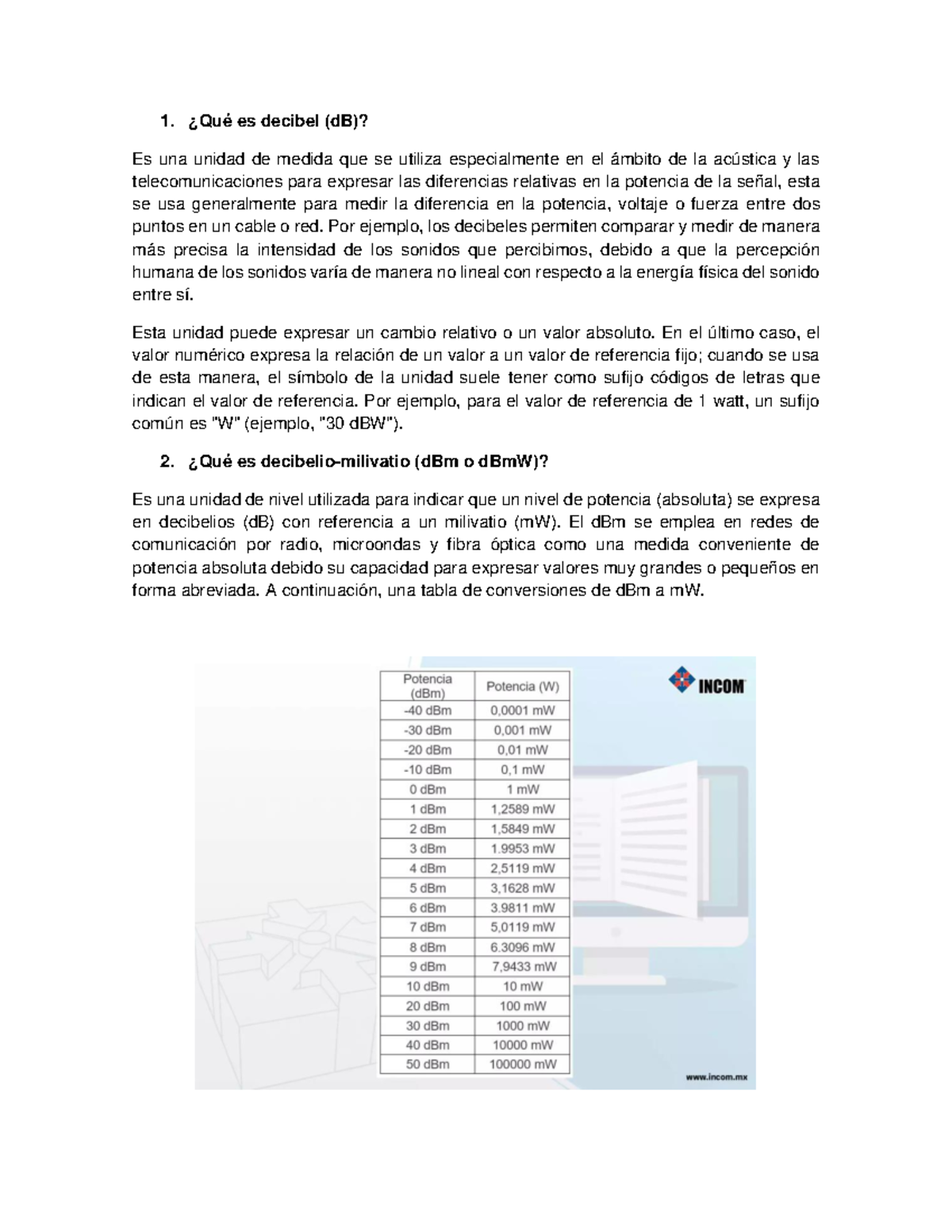 D B y d Bm - Breve resumen sobre las unidades de medida dB y dBm - ¿Qué ...