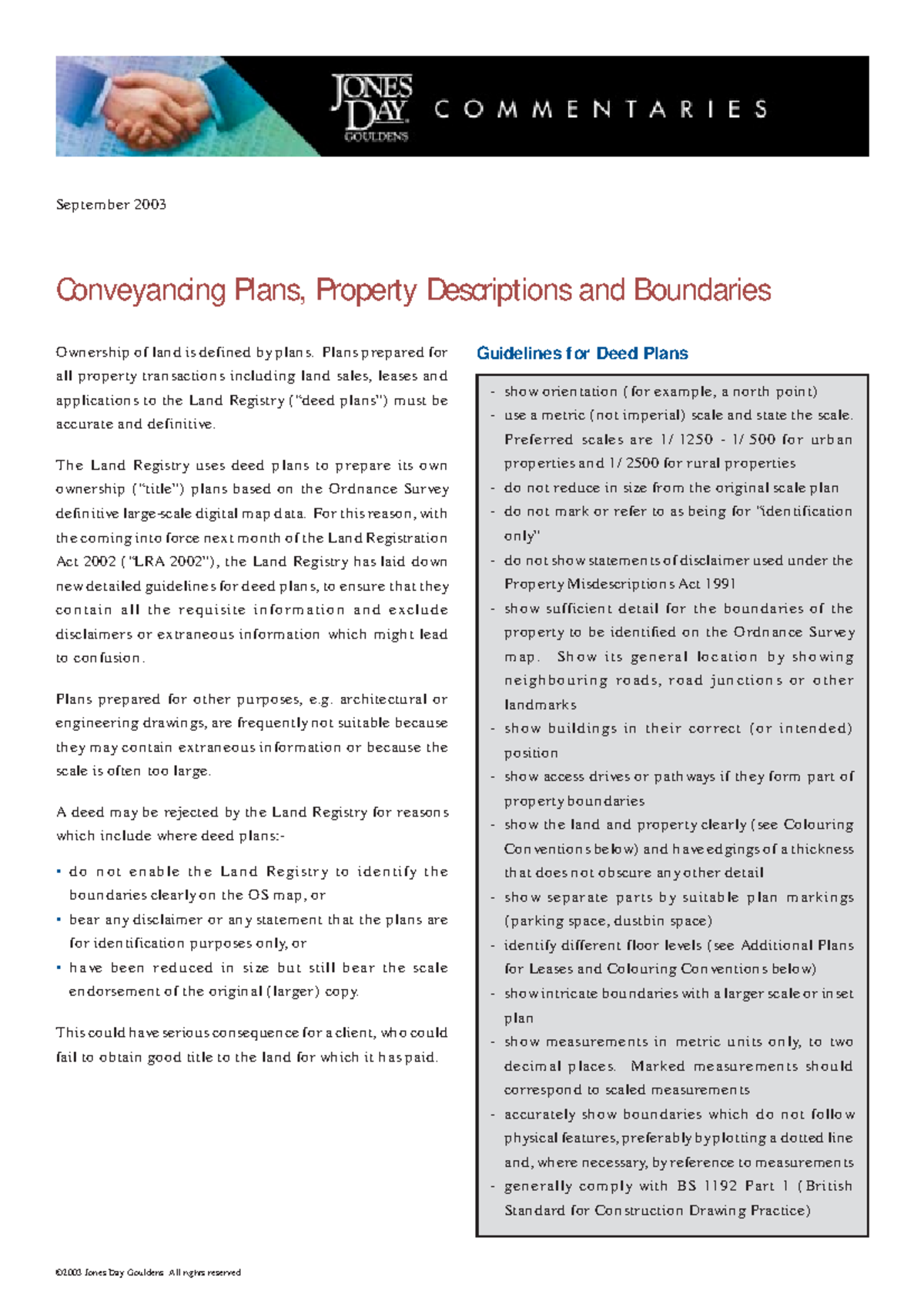 Conveyancing Plans - Useful. - ©2003 Jones Day Gouldens. All rights ...