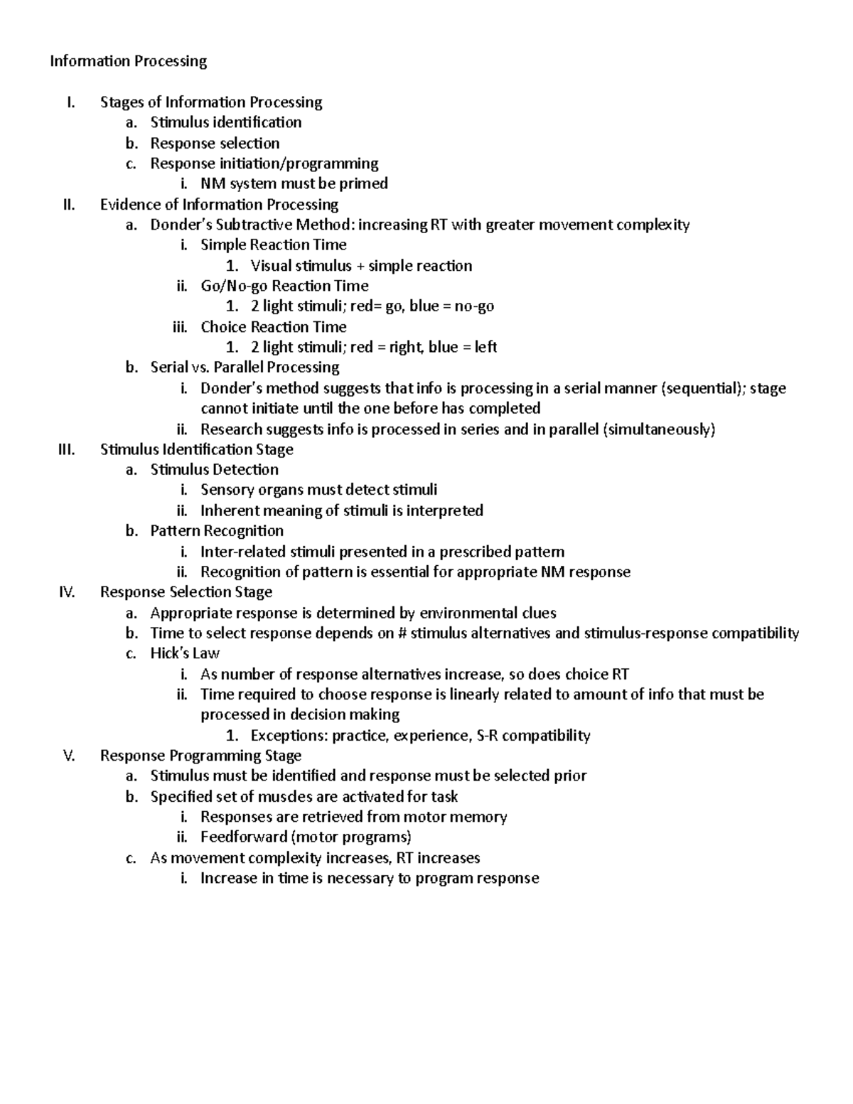 Information Processing- lecture notes 6 - Information Processing I. II ...