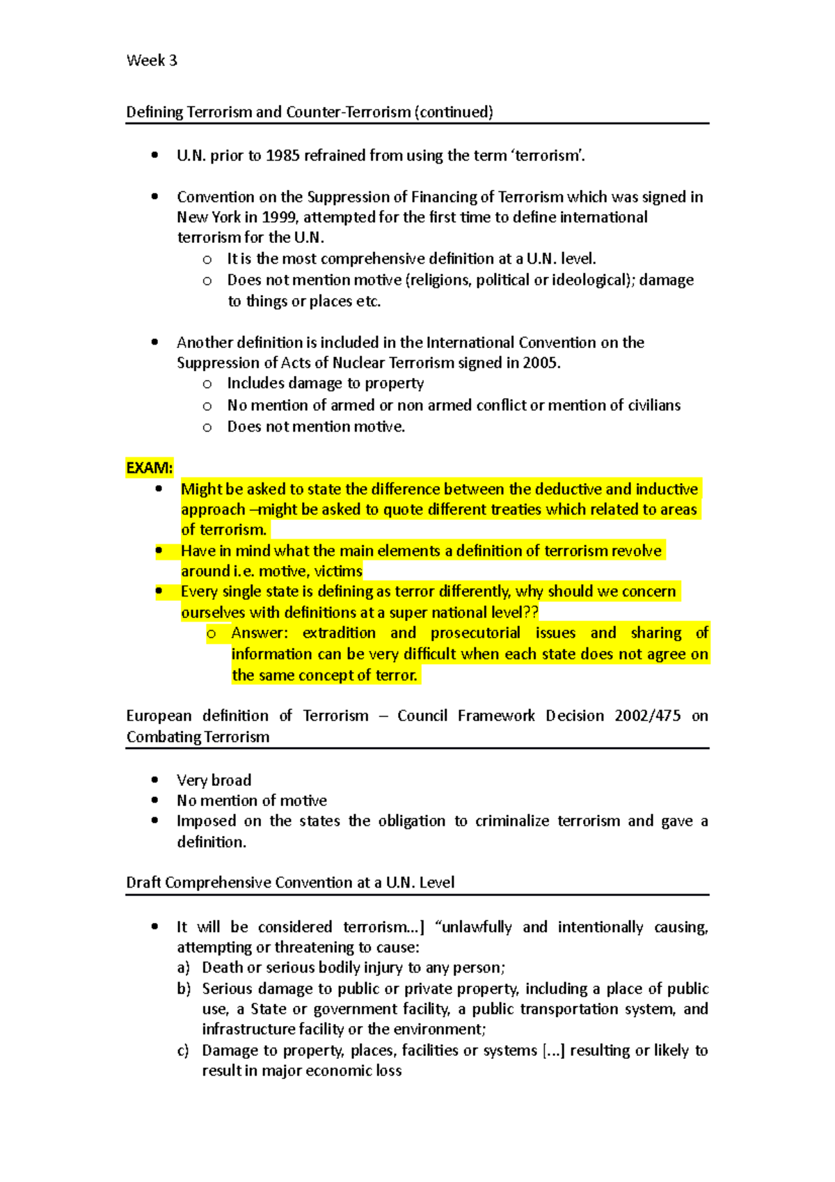 Week 3 Lecture Notes - Week 3 Defining Terrorism and Counter-Terrorism ...