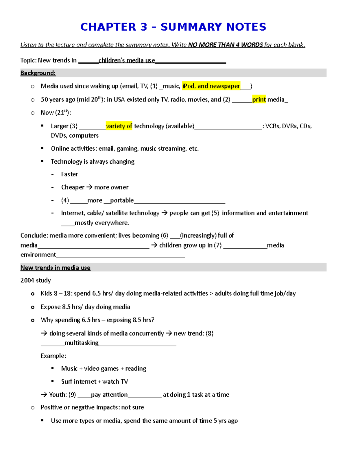 Chapter 03 - Summary notes - CHAPTER 3 – SUMMARY NOTES Listen to the ...