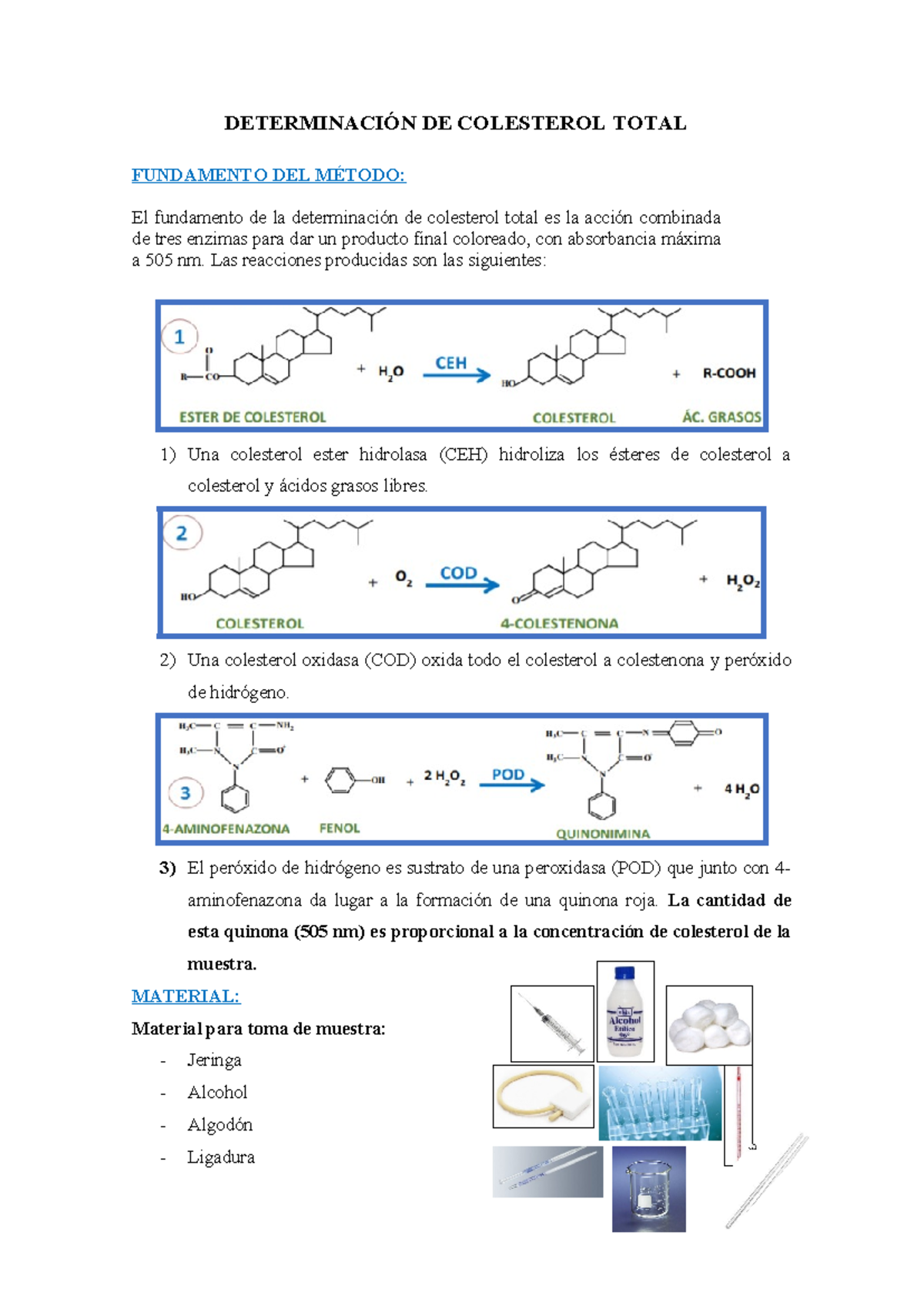 Determinación DE Colesterol Total - DETERMINACIÓN DE COLESTEROL TOTAL ...