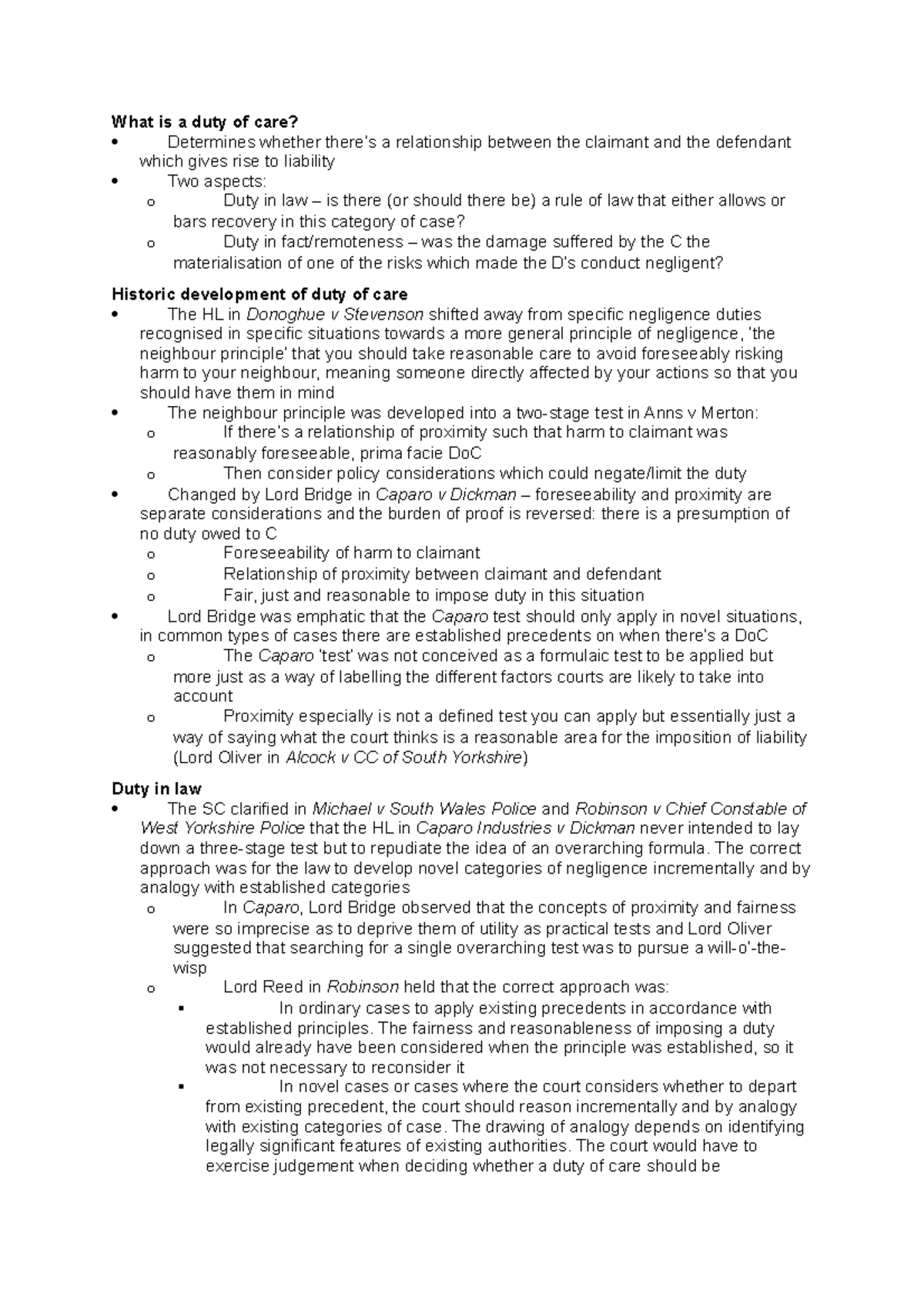 Duty of care - Notes on duty of care - What is a duty of care ...