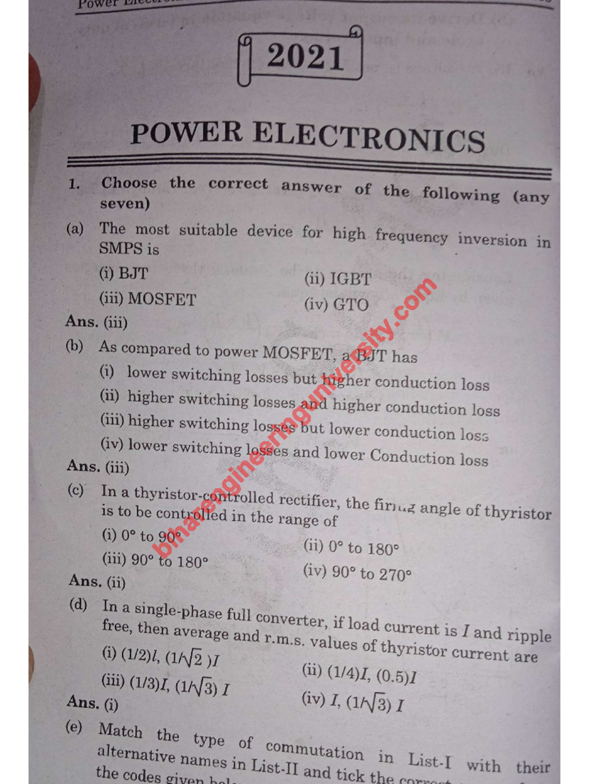 Power electronics 2021 beu pyq solution - m.tech - Studocu