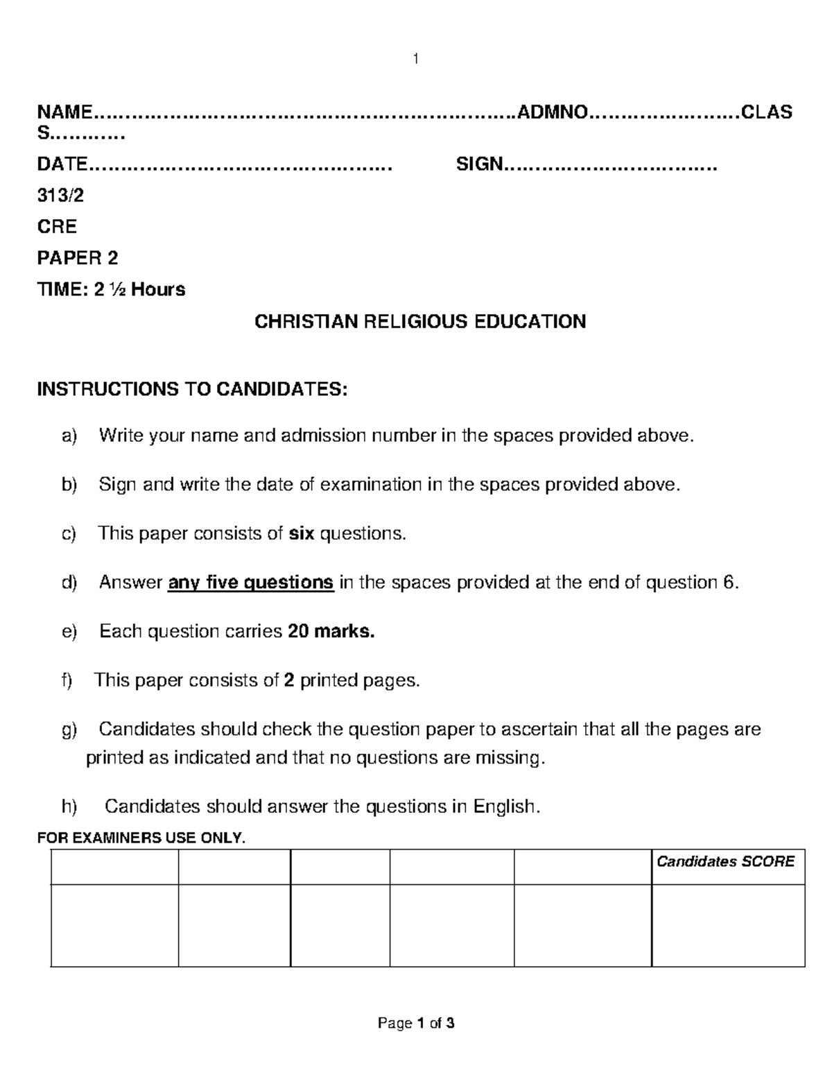 16877728360922 c7971a3c28e4175b1cac59c6e0ed6db313-2 CRE PP2 QS - 1 Page 1 of 3 - Studocu