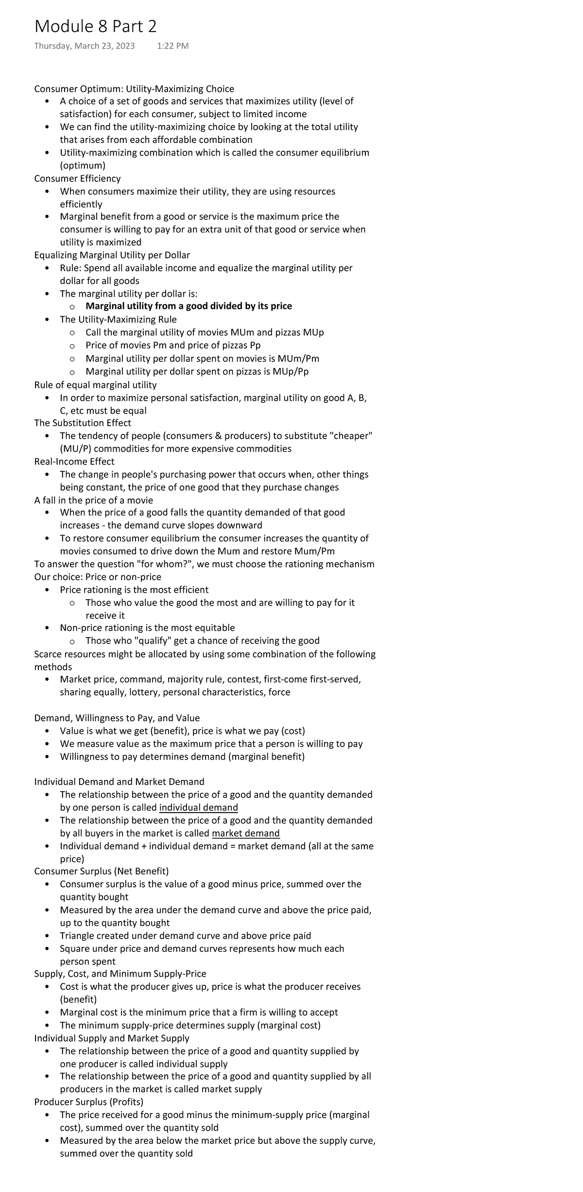 Module 9 - Consumer Optimum: Utility-Maximizing Choice A choice of a ...