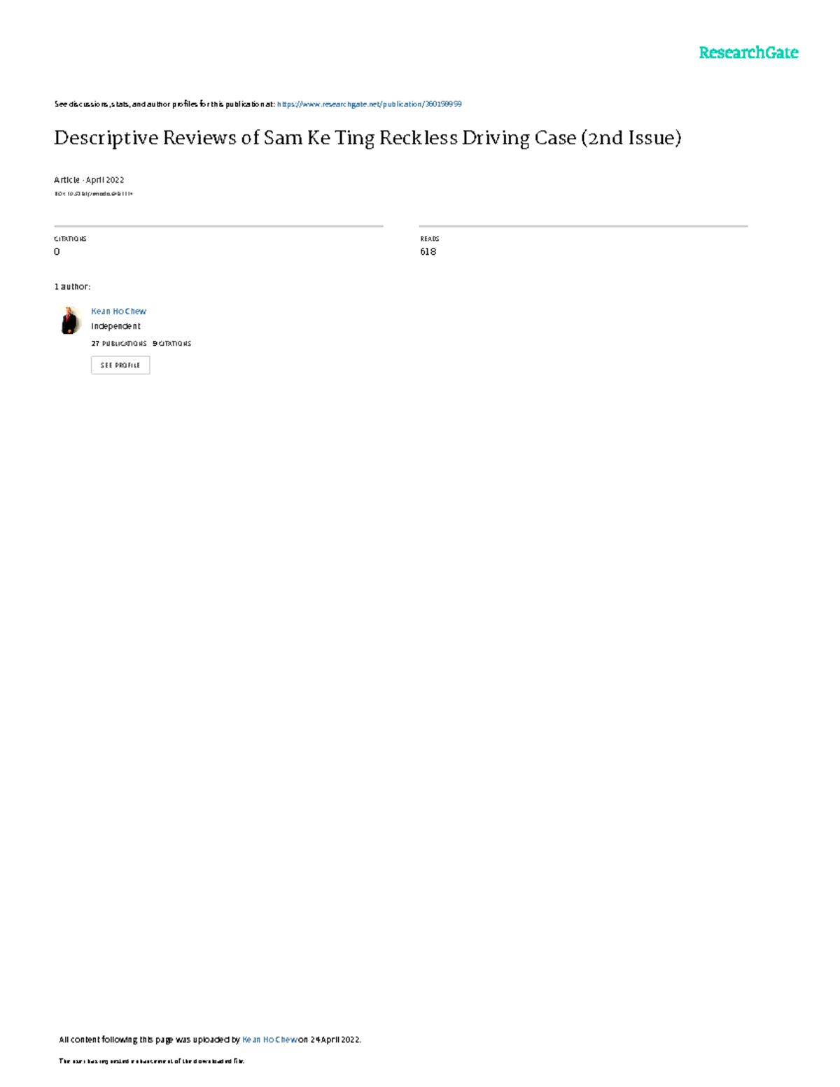 Descriptive Reviewsof Sam Ke Ting Reckless Driving Case-2nd Issue - See ...