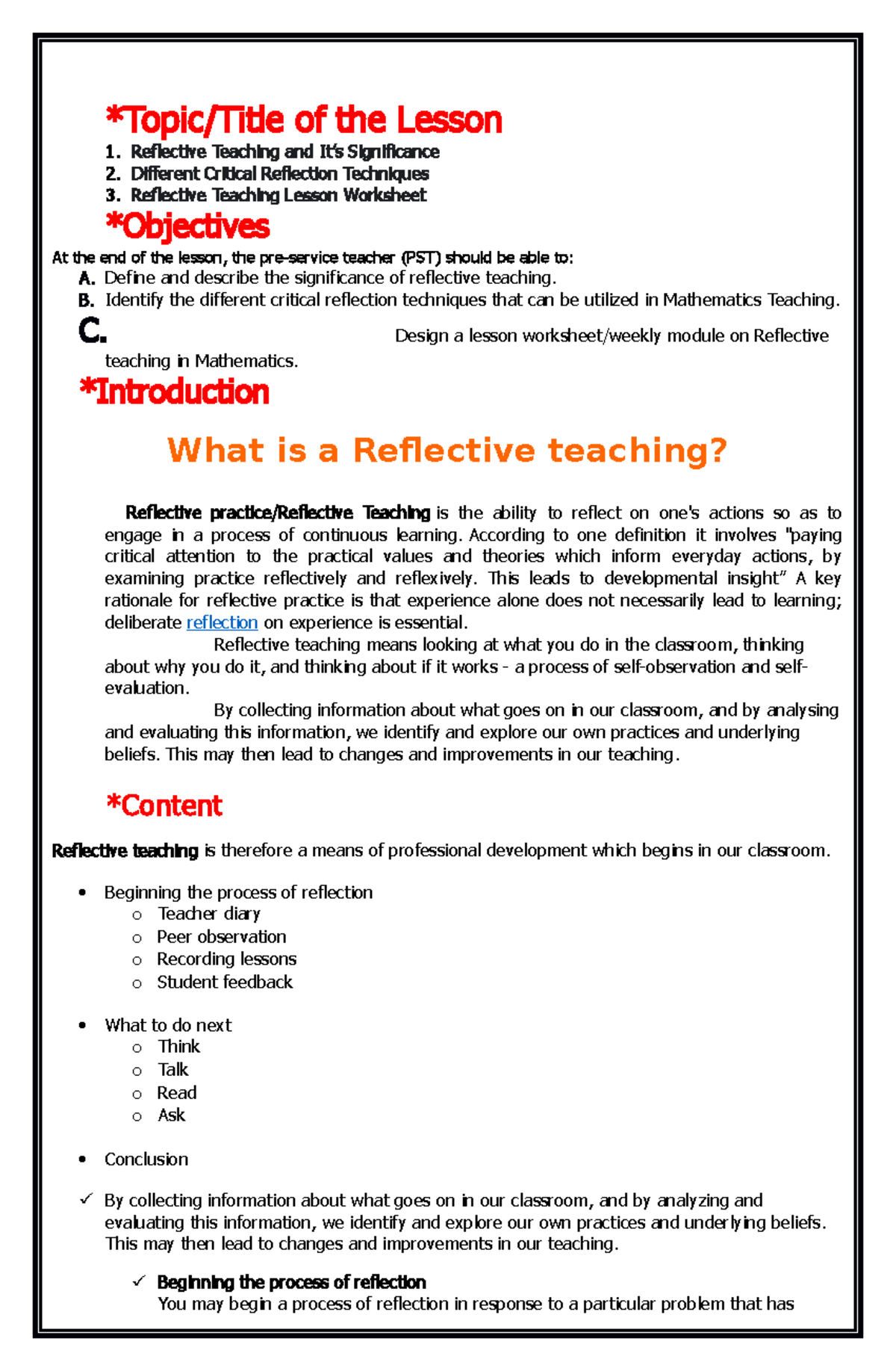 Module 4 Principle AND Strategies WEEK 5 6 - *Topic/Title of the Lesson ...