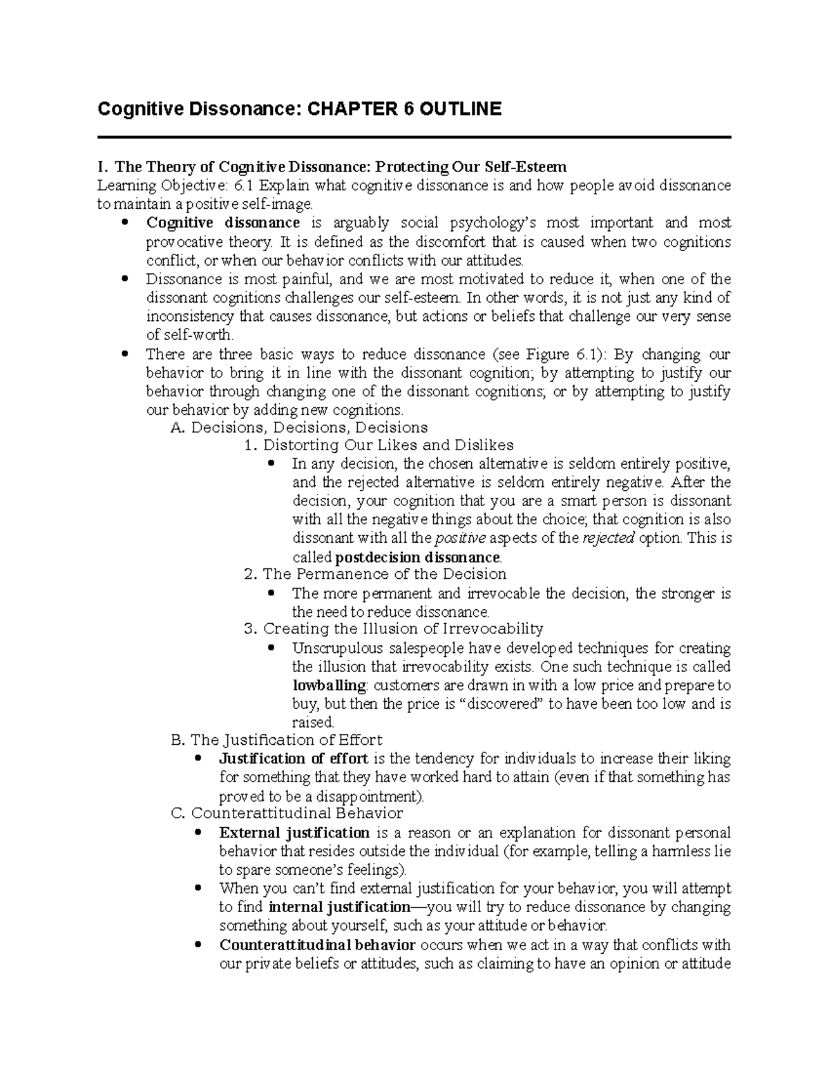 Chapter 6 - Cognitive Dissonance - Cognitive Dissonance: CHAPTER 6 ...