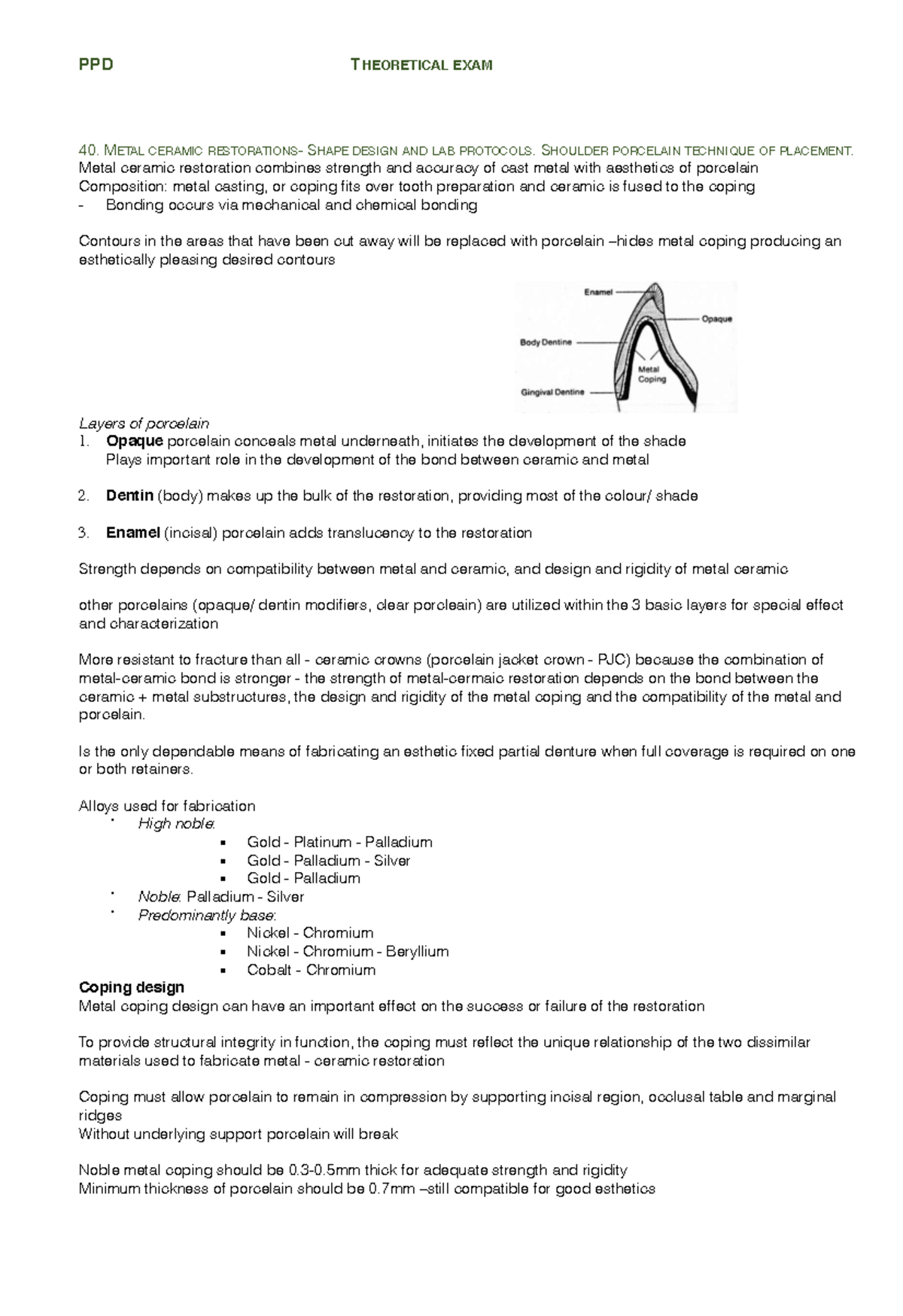 PPD essays | Topics 40 - 43 - 40. METAL CERAMIC RESTORATIONS- SHAPE ...