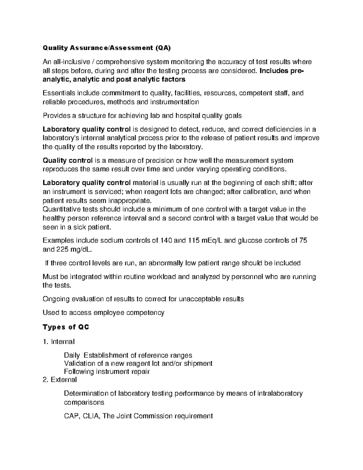 Quality Control - Quality Assurance/Assessment (QA) An all-inclusive ...