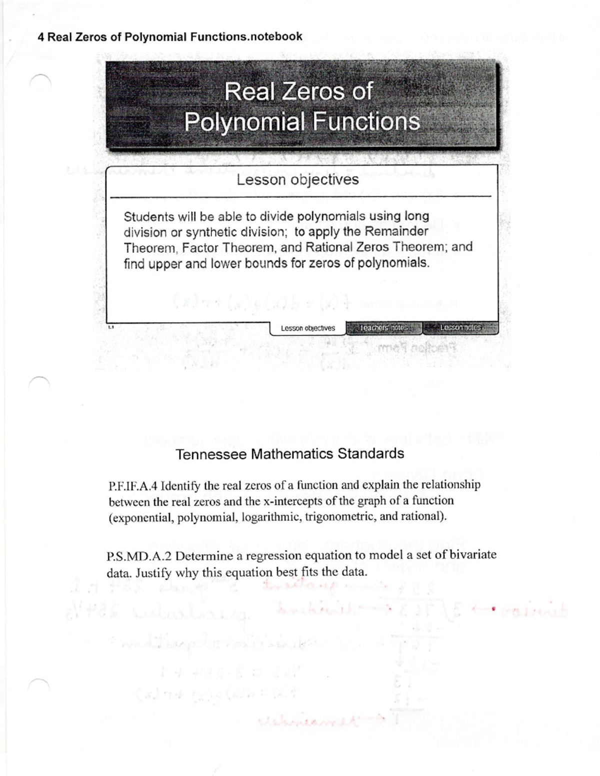 Real Zeros of Polynomials Functions Key - Studocu