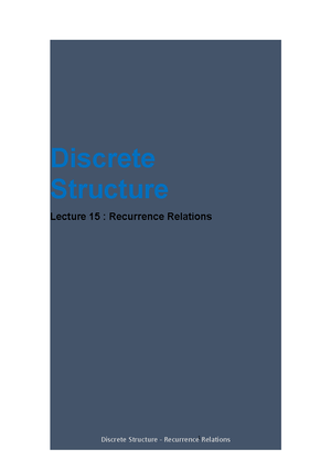 Discrete Structure - Lec 5 - Discrete Structure Lecture 5 : Relations - part 2 1 n-ary Relations ...